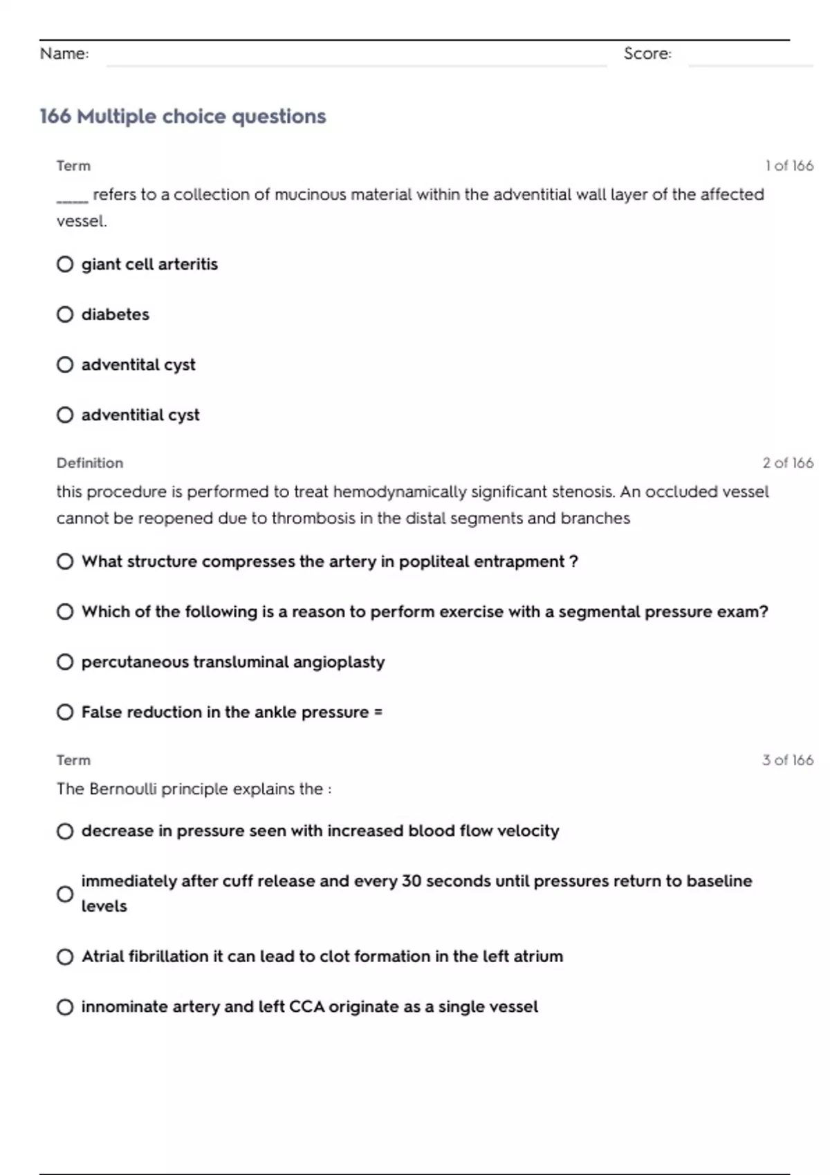 CCI Vascular Extremity Arterial PT 2 Practice Test 2024 Questions With ...