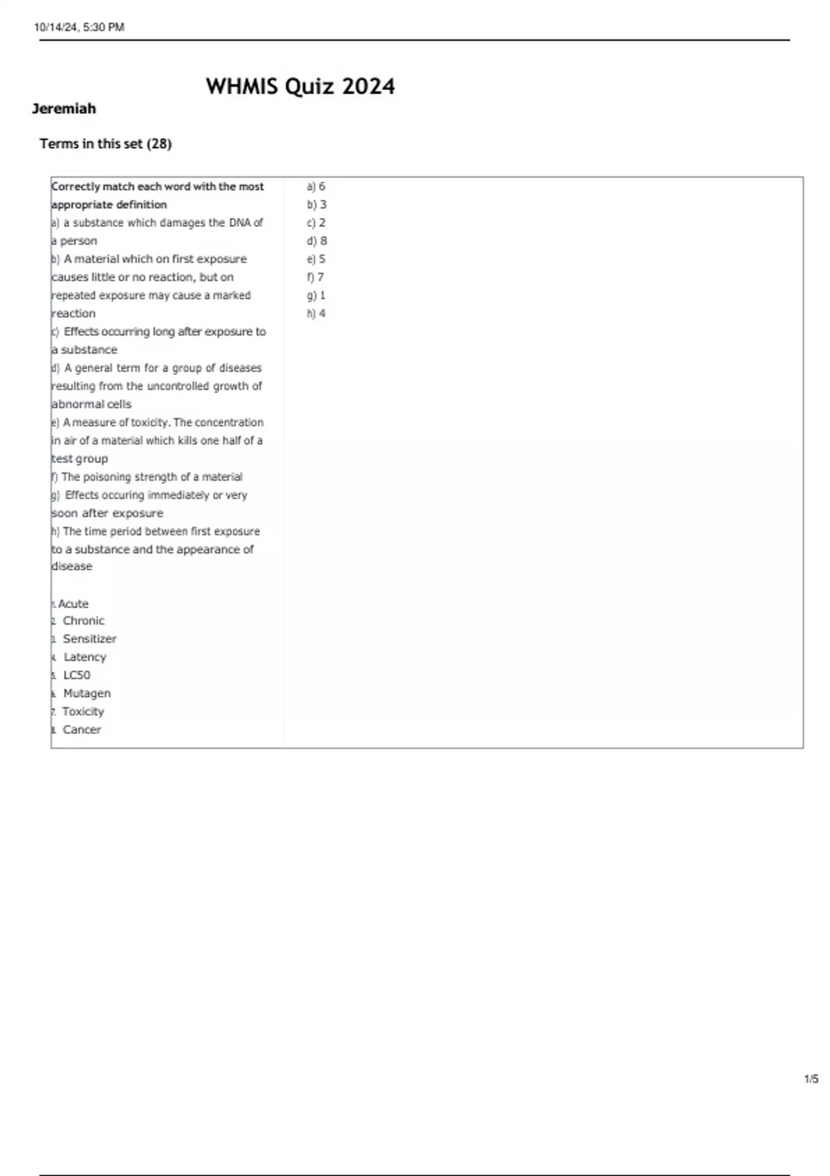 WHMIS Quiz 2024 Final Exam Questions With Complete Solutions - ABA ...