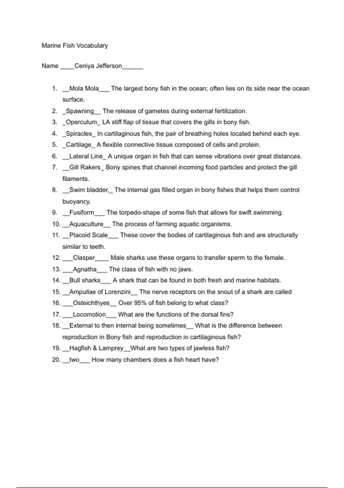 Marine Aquatic Fish Vocabulary Guide - Marine Aquatics - Stuvia US