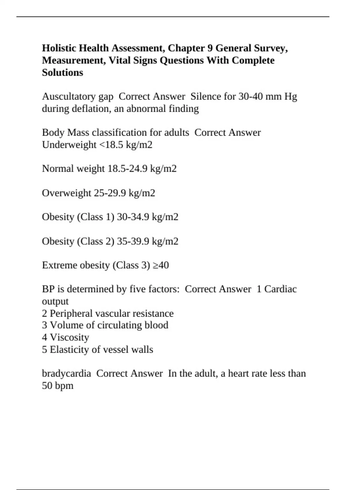 Holistic Health Assessment, Chapter 9 General Survey, Measurement ...