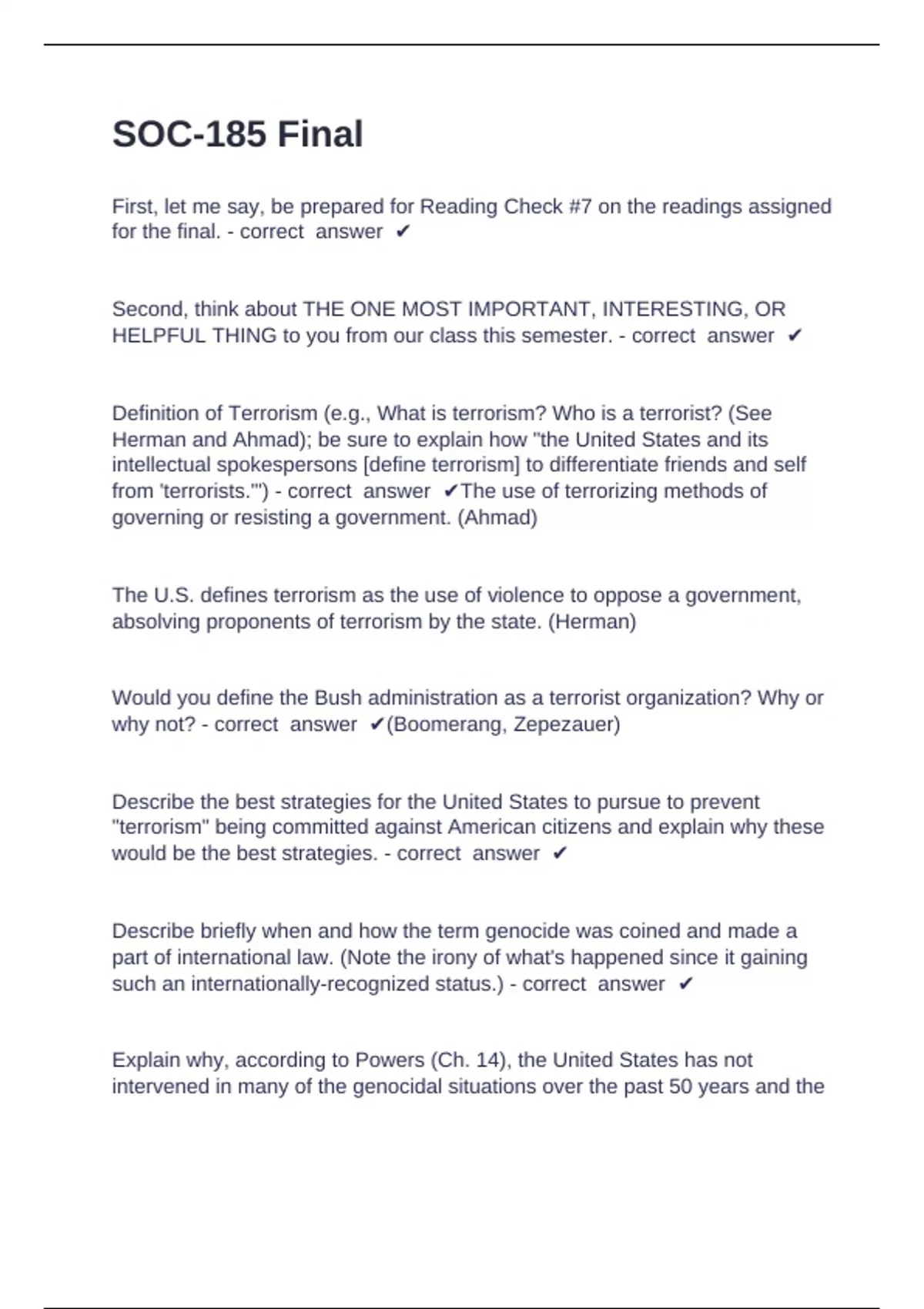 SOC Chamberlain College Of Nursing Question and answers 100% correct 2024/2025 - SOCS 185 ...