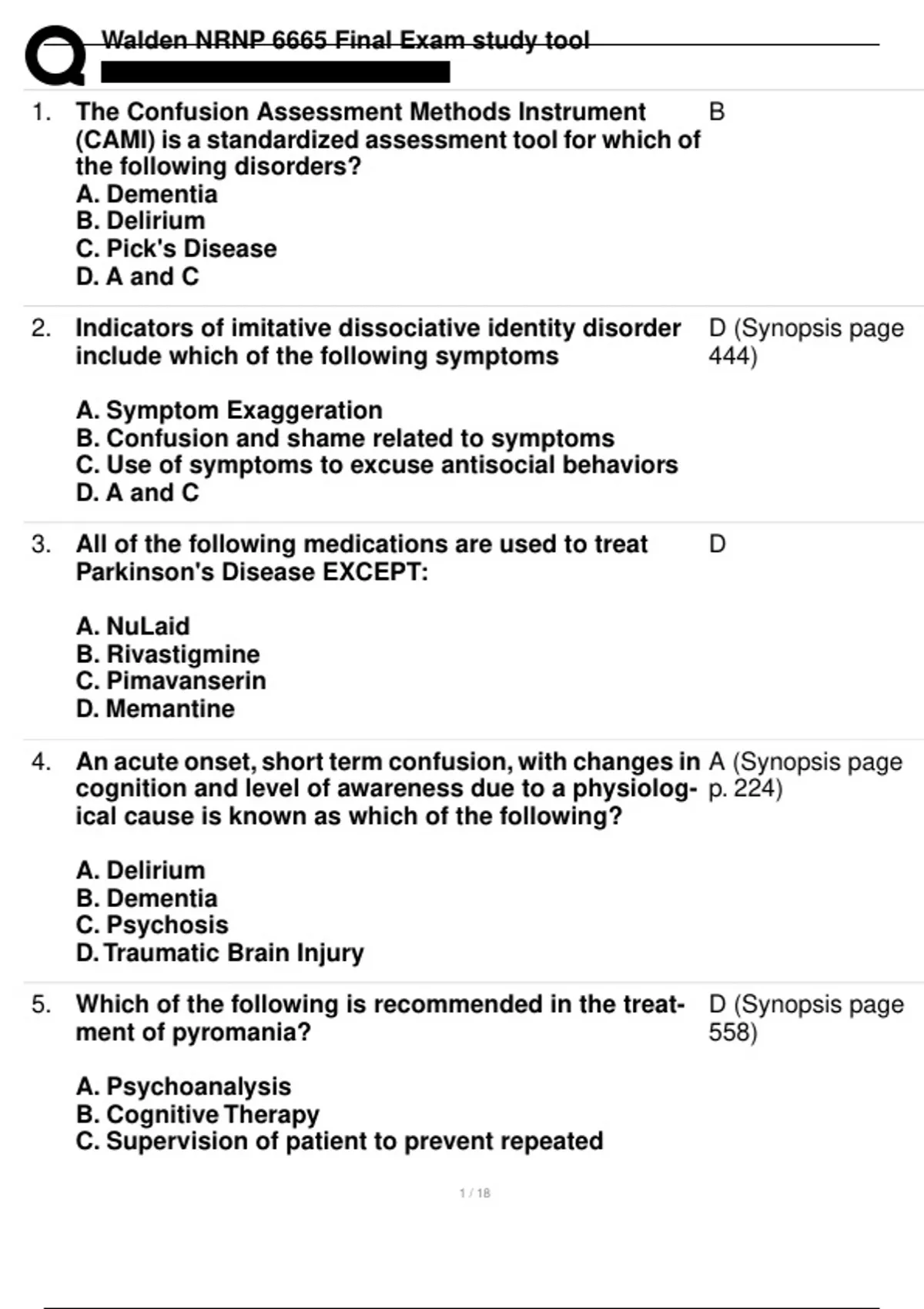 NRNP 6665 FINAL EXAM 2024/2025 ACTUAL QUESTION AND CORRECT ANSWERS COMPLETE QUESTIONS AND ...