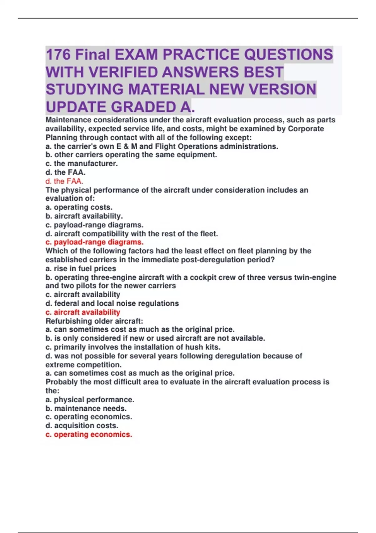 WGU C176 Business of IT - Project Management Final Exam Practice | Verified Answers & Updated ...