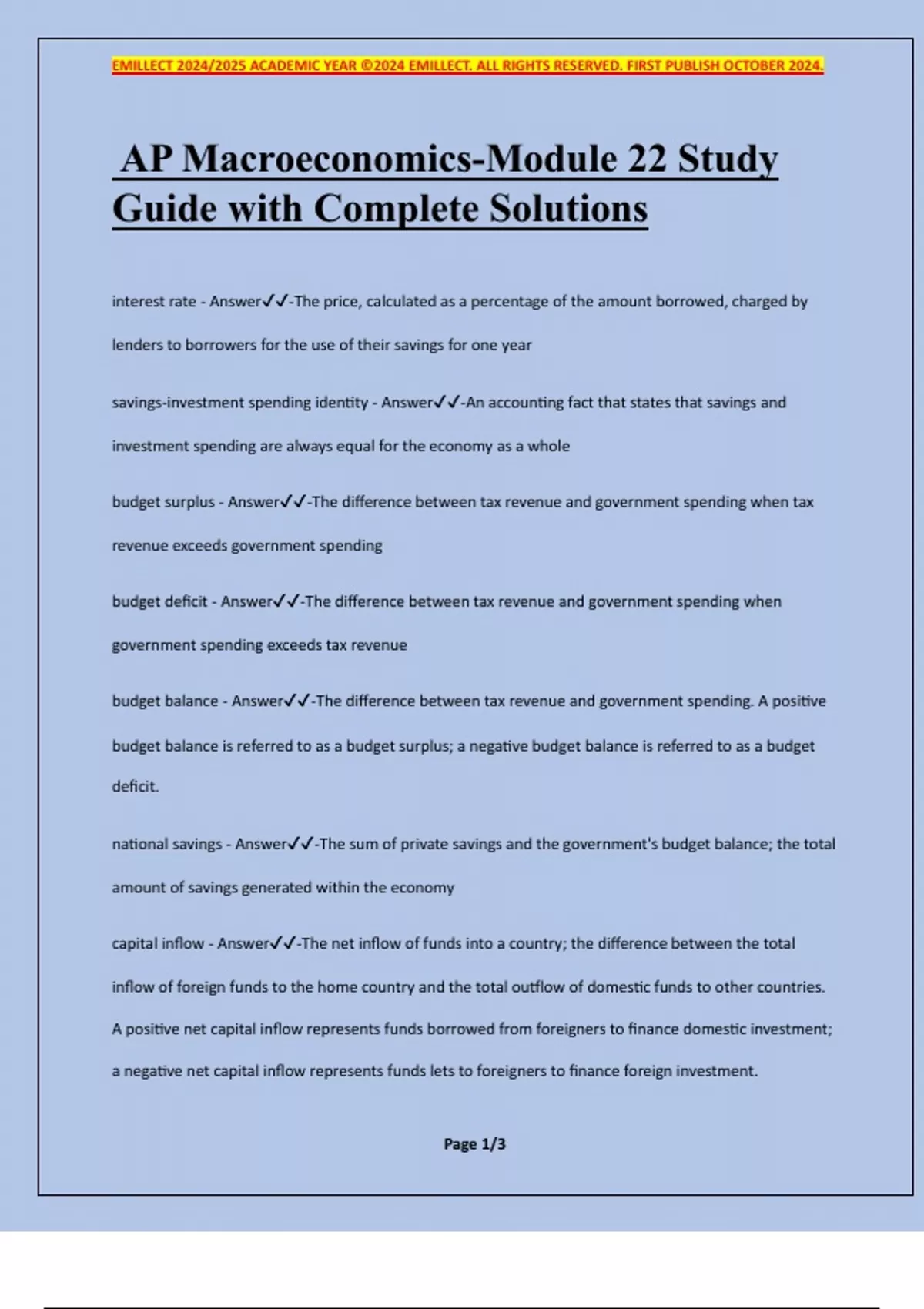 AP Macroeconomics-Module 22 Study Guide with Complete Solutions - AP ...
