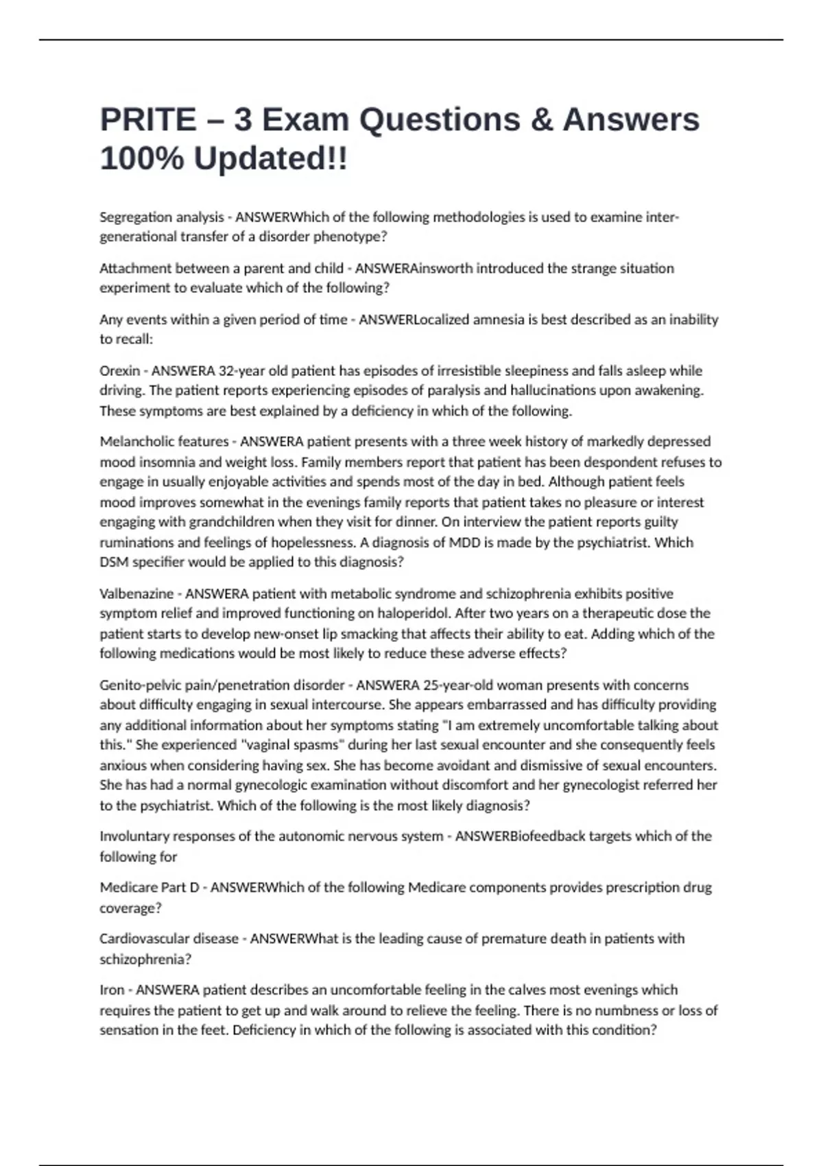 PRITE – 3 Exam Questions & Answers 100% Updated!! - PRITE - 3 - Stuvia UK