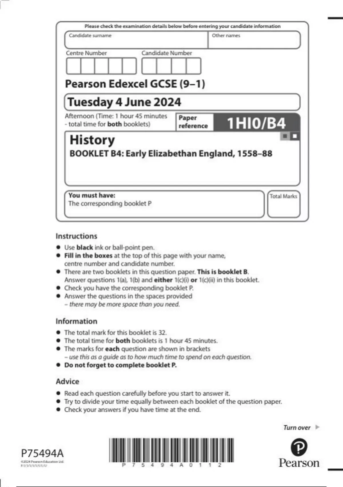 Pearson Edexcel GCSE History BOOKLET B4: Early Elizabethan England ...