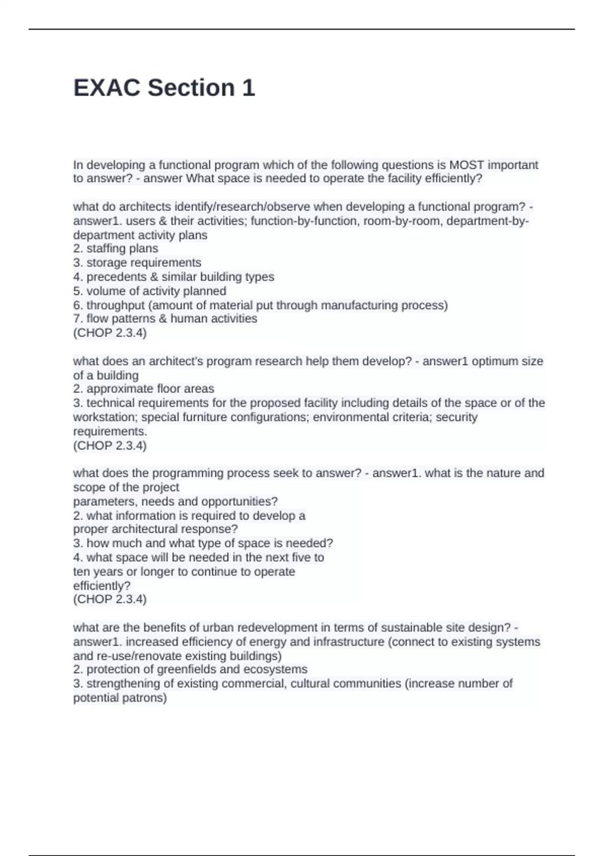 EXAC Section 1 Questions and Answers 2024 - EXAC - Stuvia US