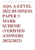 AQA A-LEVEL 2022 BUSINESS PAPER 3 MARK SCHEME (VERIFIED ANSWERS 2022 / ...