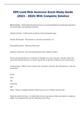 EPA Lead Risk Assessor Exam Study Guide (2023 – 2024) With Complete Solution - EPA Lead ...
