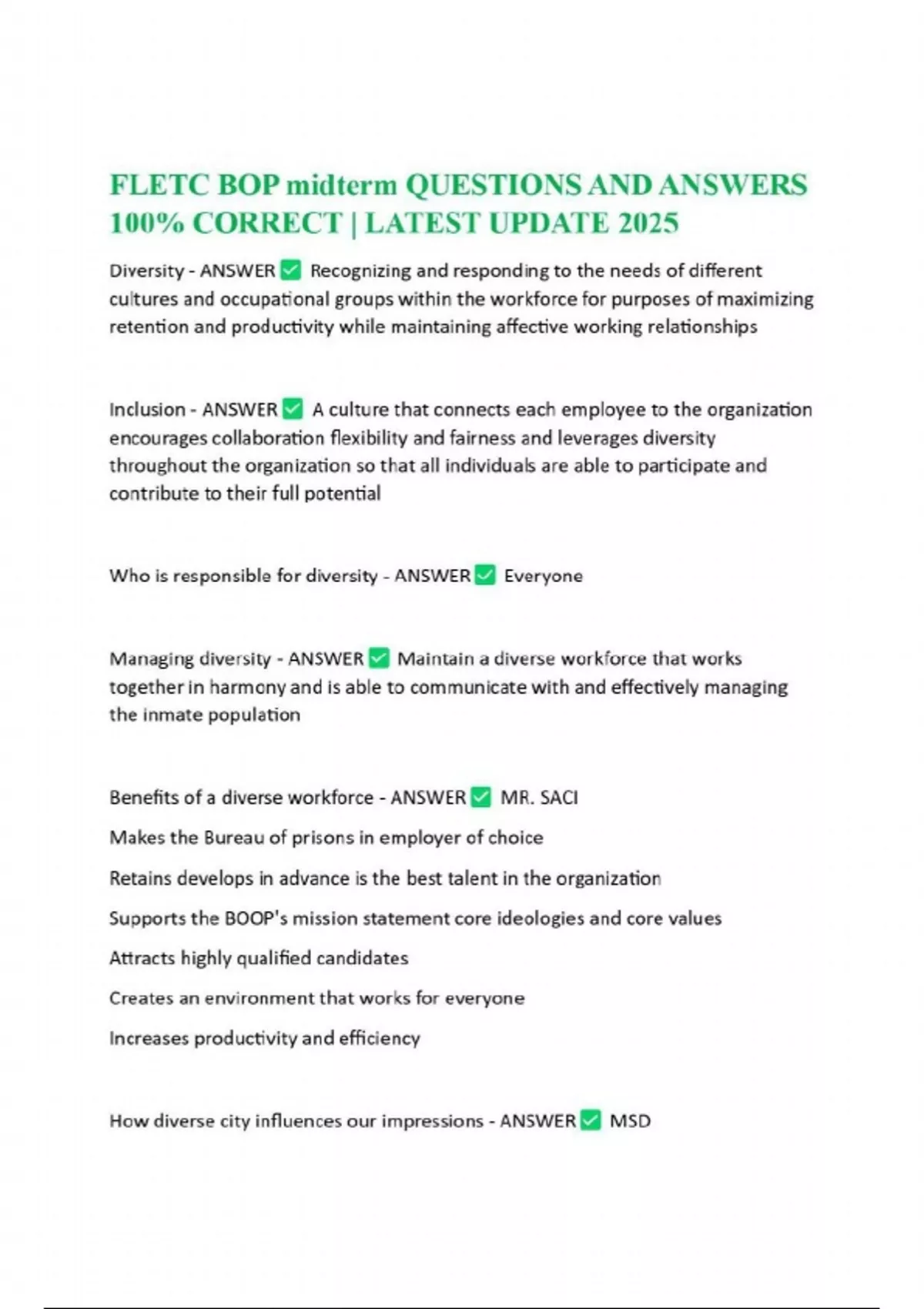 FLETC BOP 2025 QUESTIONS AND ANSWERS 100% CORRECT - FLETC BOP - Stuvia US