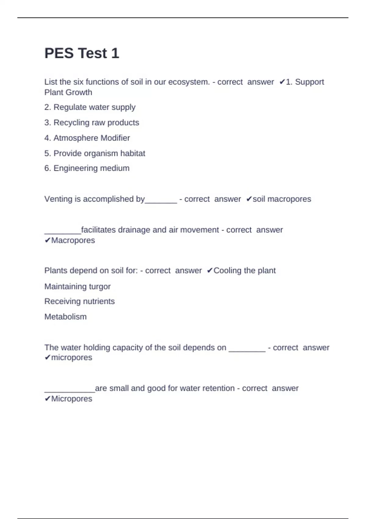 PES Test 1 questions with complete solutions 2024 - Pes - Stuvia US