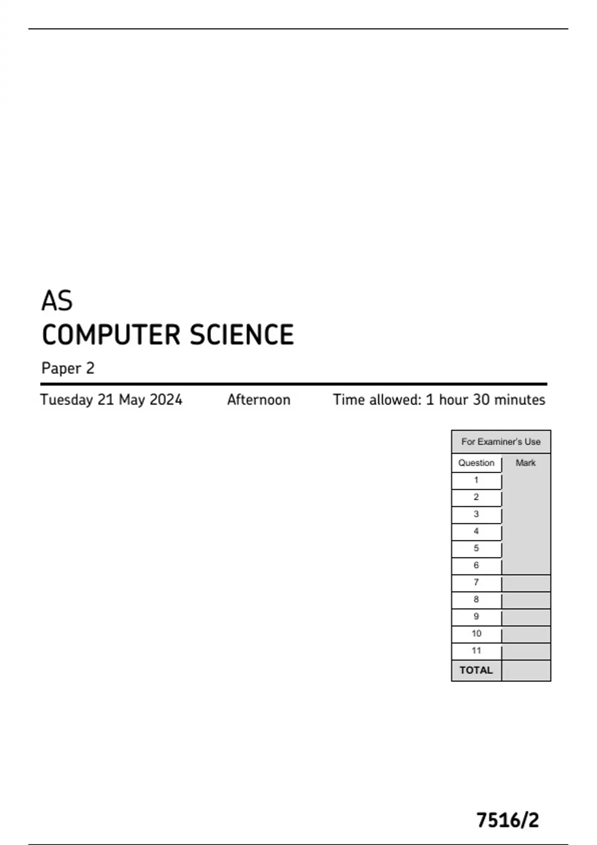 AQA MERGED QUESTION PAPER AND MARK SCHEME COMPUTER SCIENCE PAPER 2 FOR MAY 2024 - COMPUTER ...