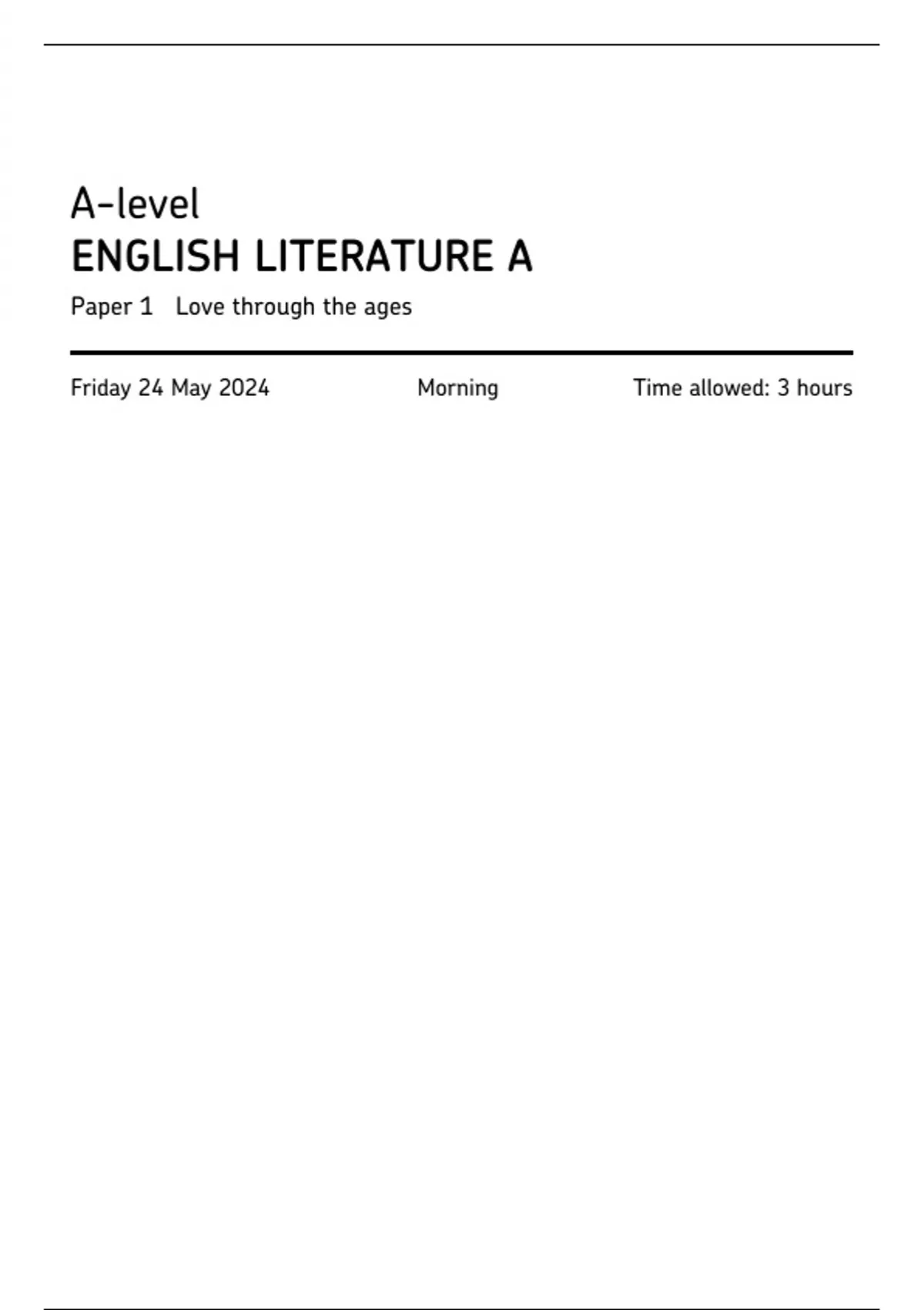 AQA MERGED QUESTION PAPER AND MARK SCHEME ENGLISH LITERATURE PAPER 1 ...
