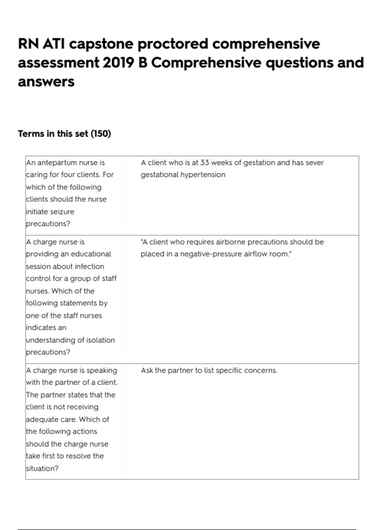 RN ATI capstone proctored comprehensive assessment 2019 B Comprehensive ...