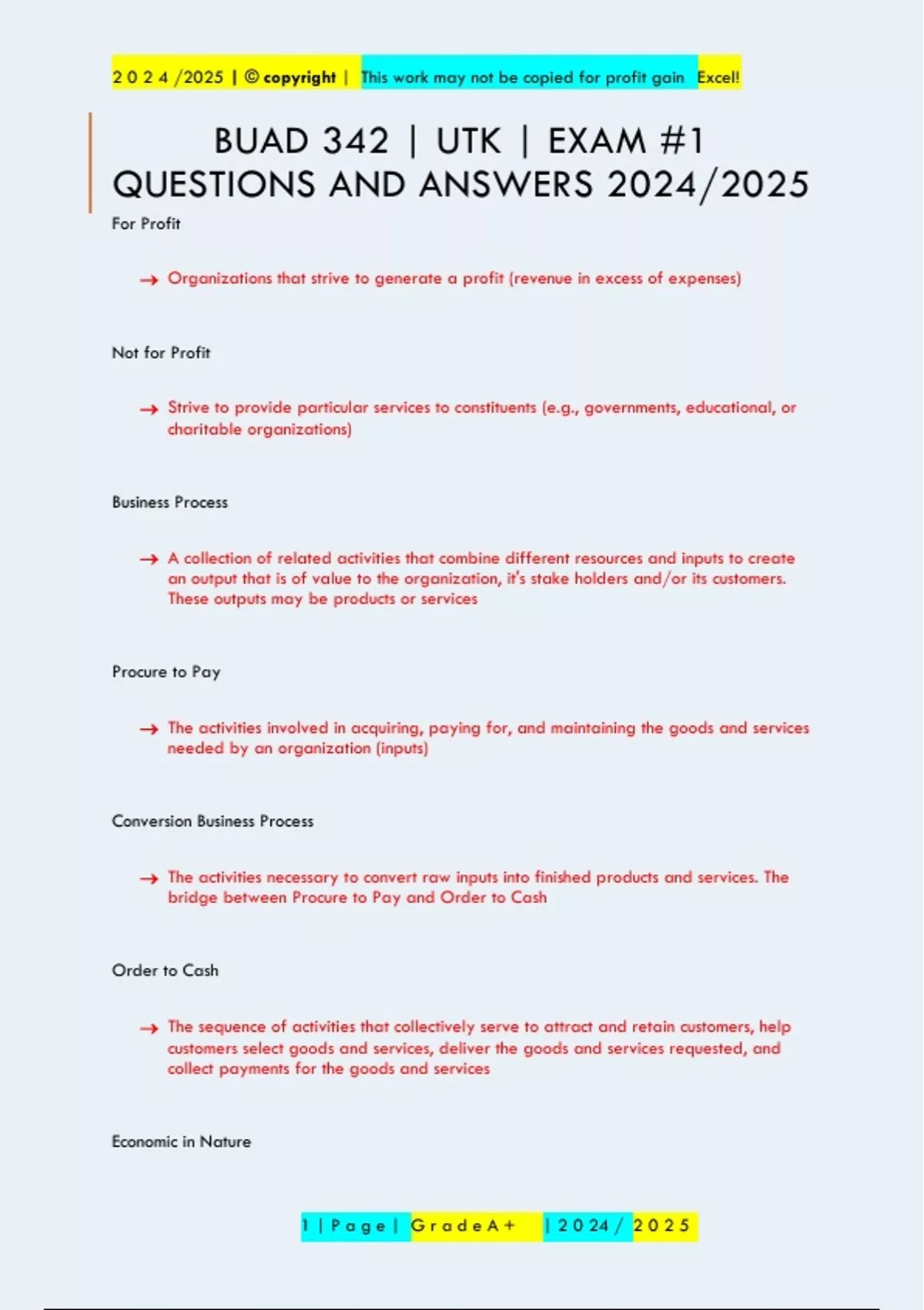 BUAD 342 | UTK | EXAM #1 QUESTIONS AND ANSWERS 2024/2025 - BUAD 342 ...