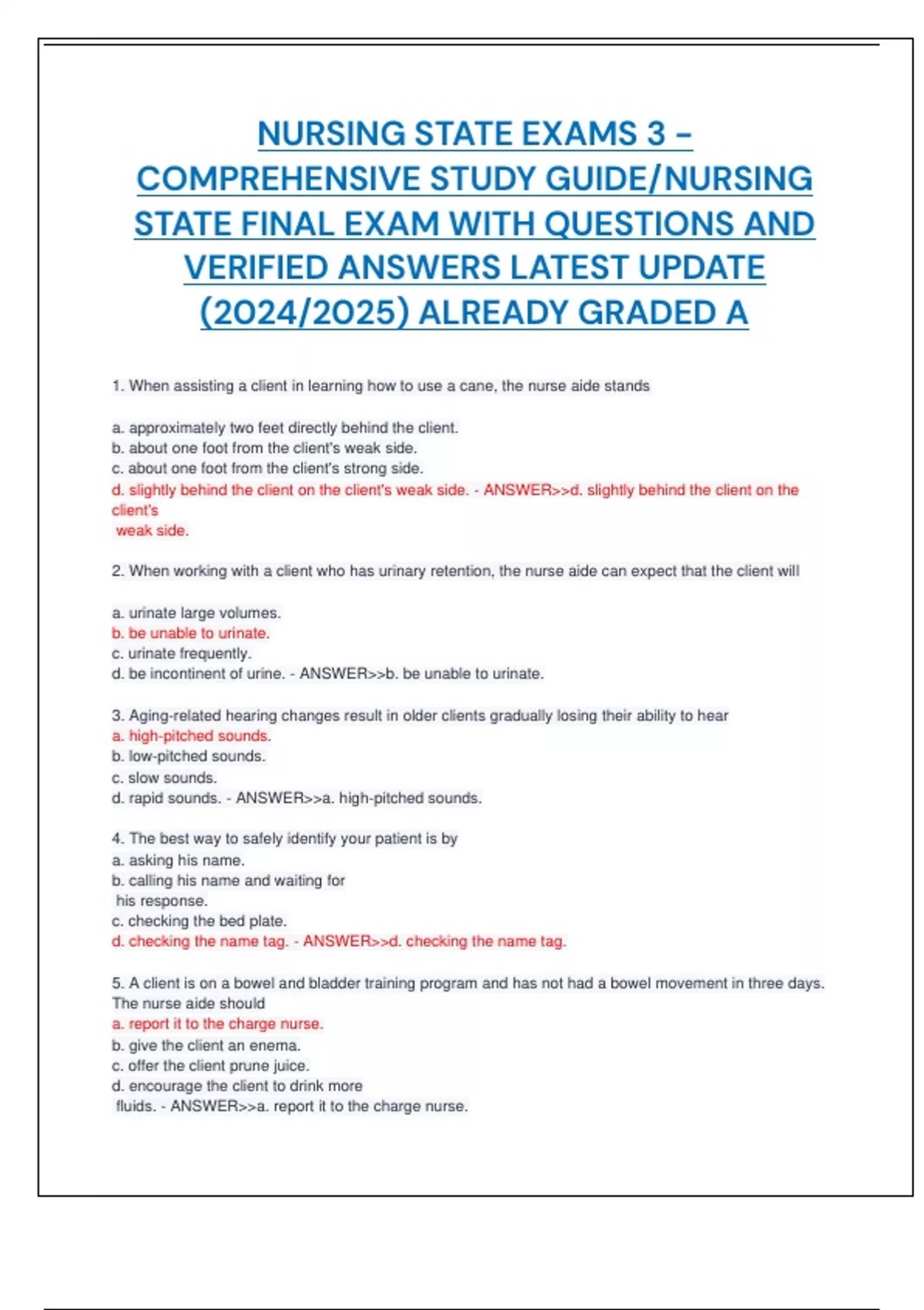 NURSING STATE EXAMS 3 - COMPREHENSIVE STUDY GUIDE/NURSING STATE FINAL ...