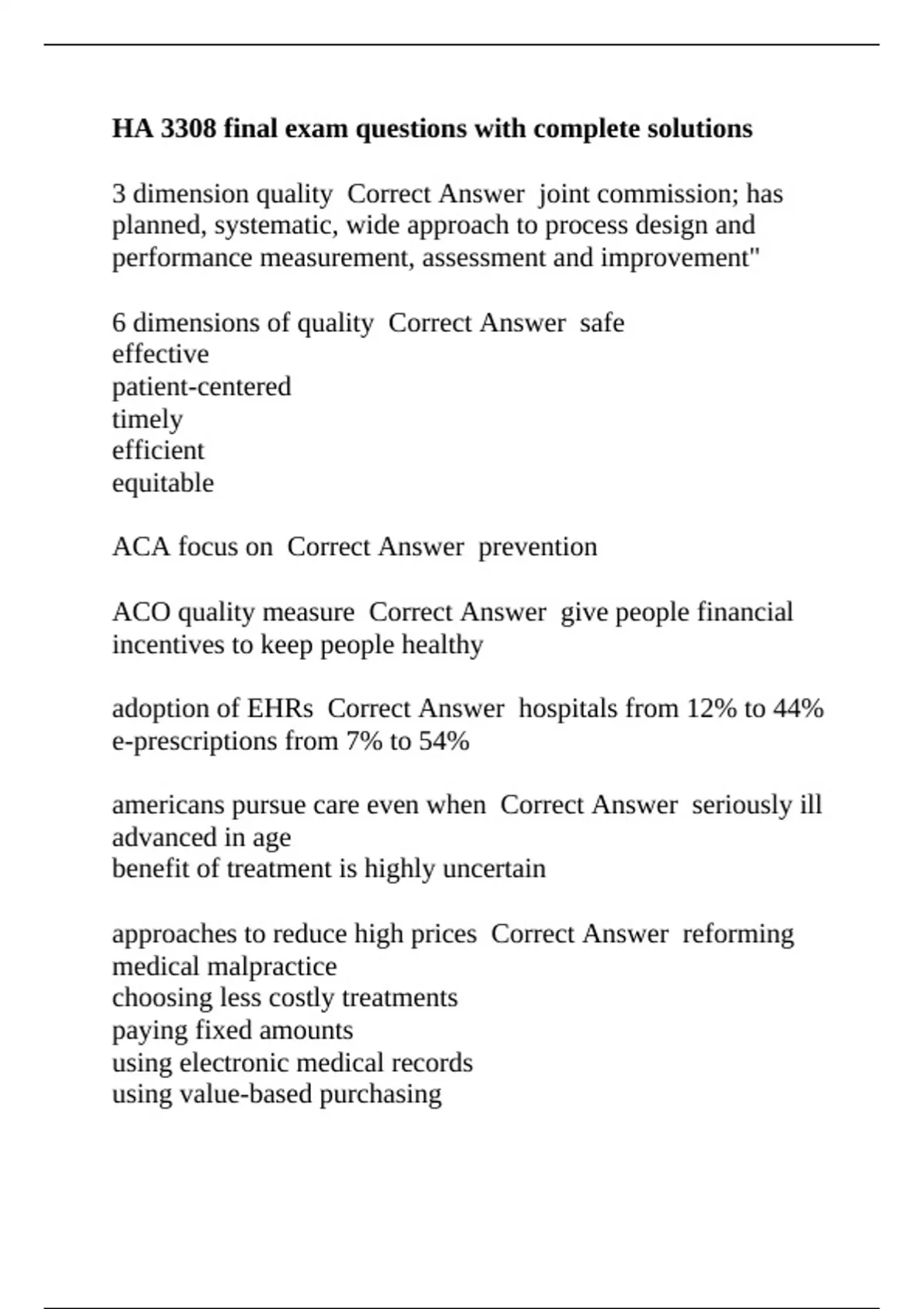 HA 3308 TESTS COMPILATION BUNDLE - Stuvia US