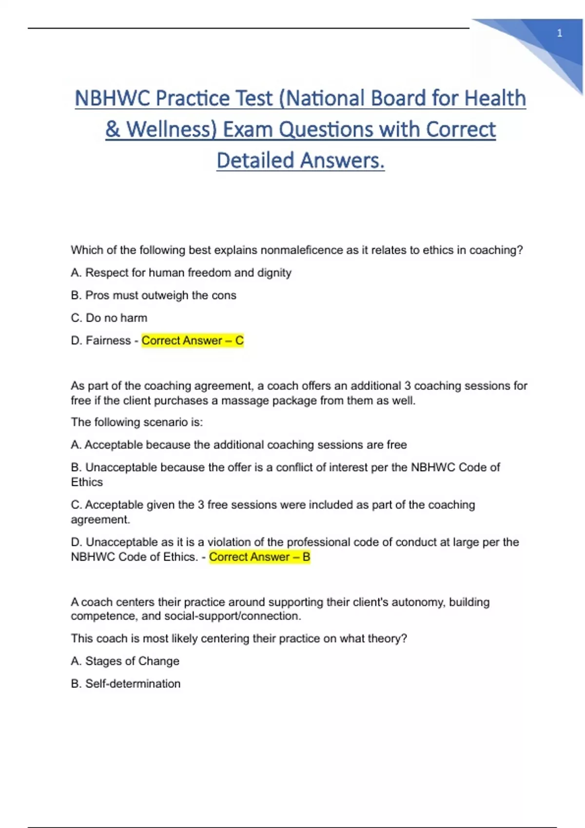 NBHWC Practice Test Latest 2024/2025 Test Bank| National Board for ...