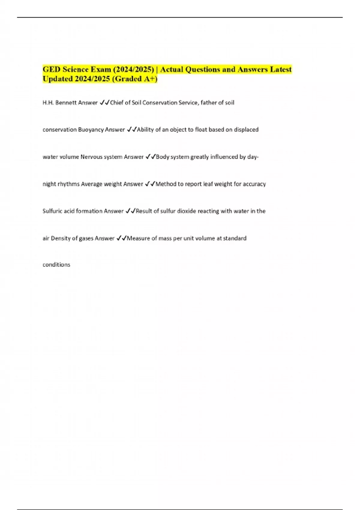 GED Science Exam (2024/2025) | Actual Questions and Answers Latest ...