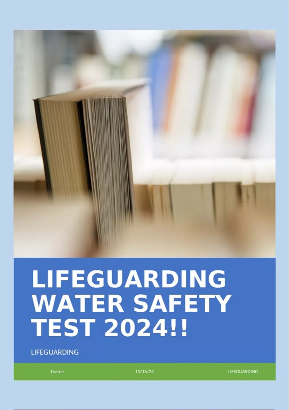 LIFEGUARDING WATER SAFETY TEST 2024!! - LIFEGUARDING WATER SAFETY ...