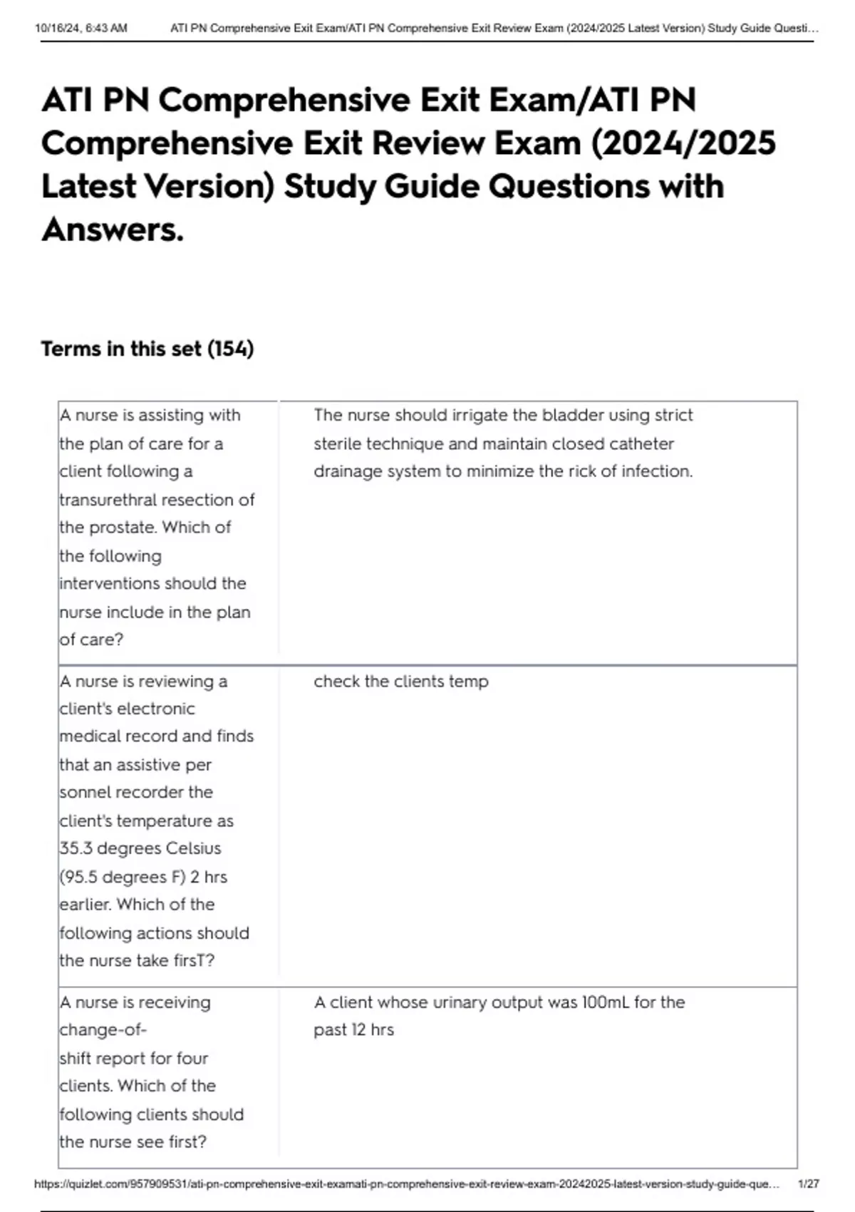 ATI PN Comprehensive Exit Exam/ATI PN Comprehensive Exit Review Exam ...
