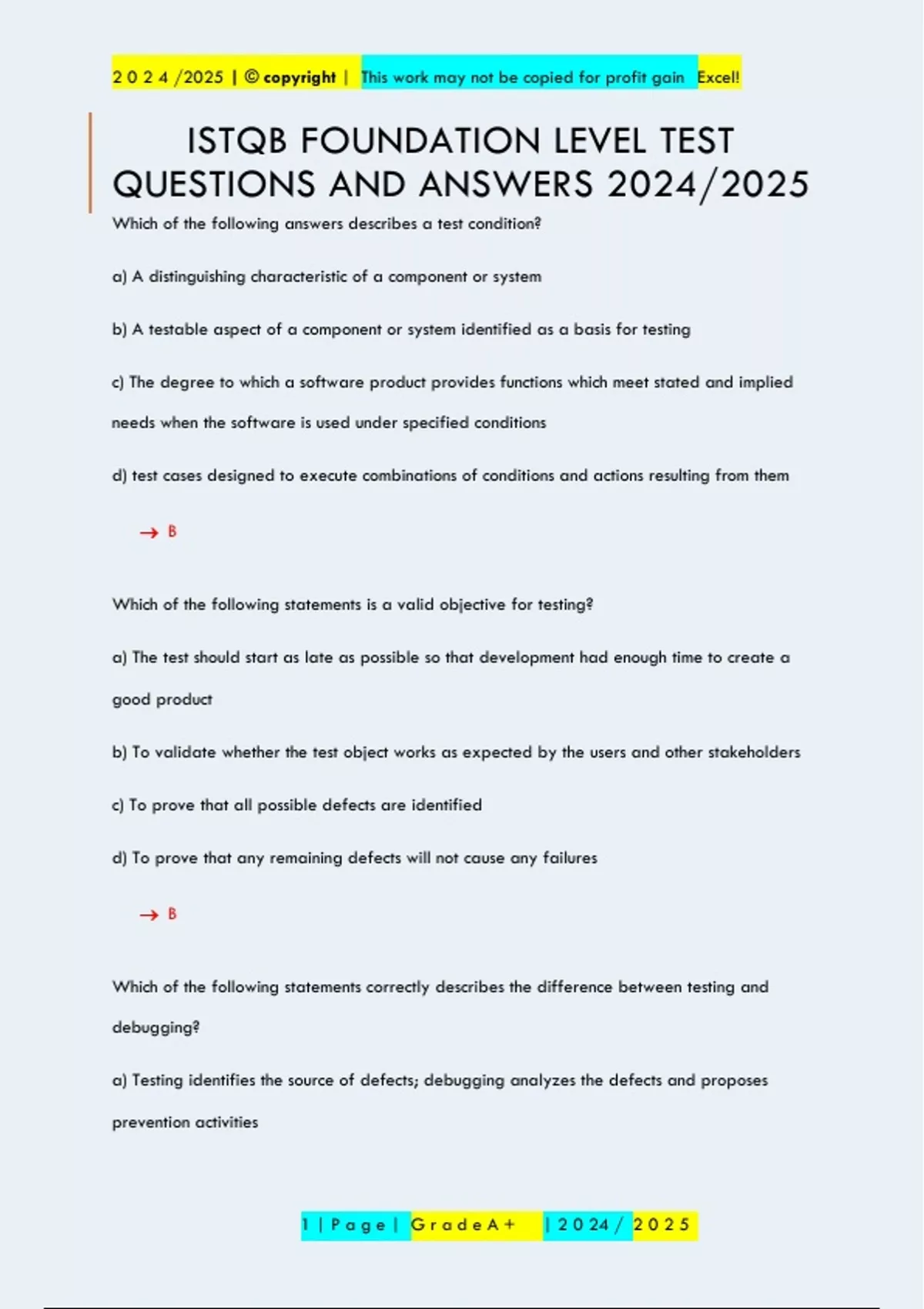 Istqb Foundation Level Test Questions And Answers 2024 2025 Istqb Stuvia Us