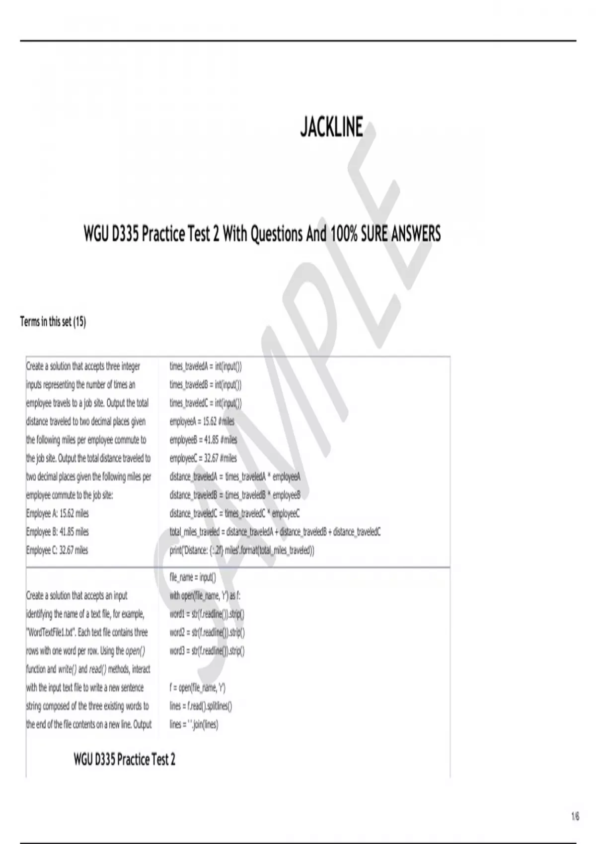 WGU D335 Practice Test 2 With Questions And 100% SURE ANSWERS - WGU ...