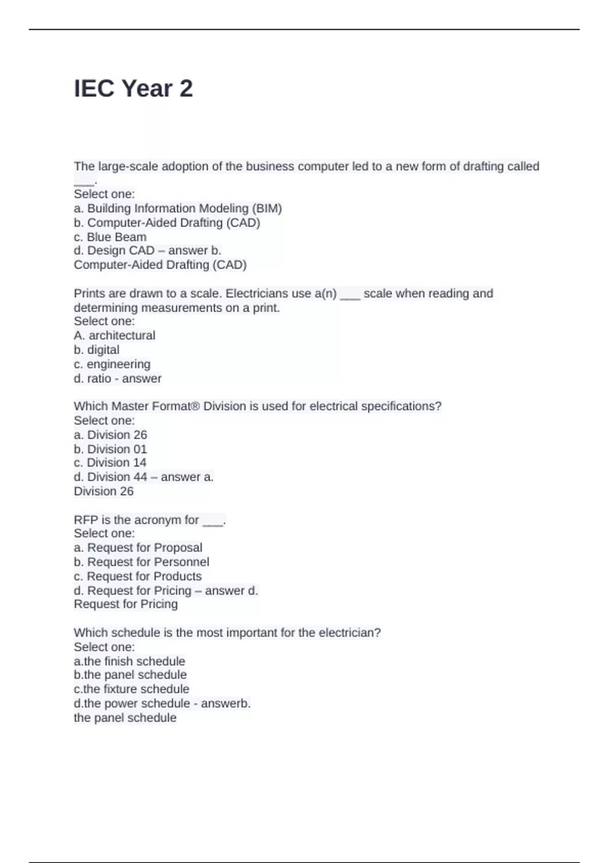 IEC Year 2 Questions and Answers 2024 - IEC - Stuvia US