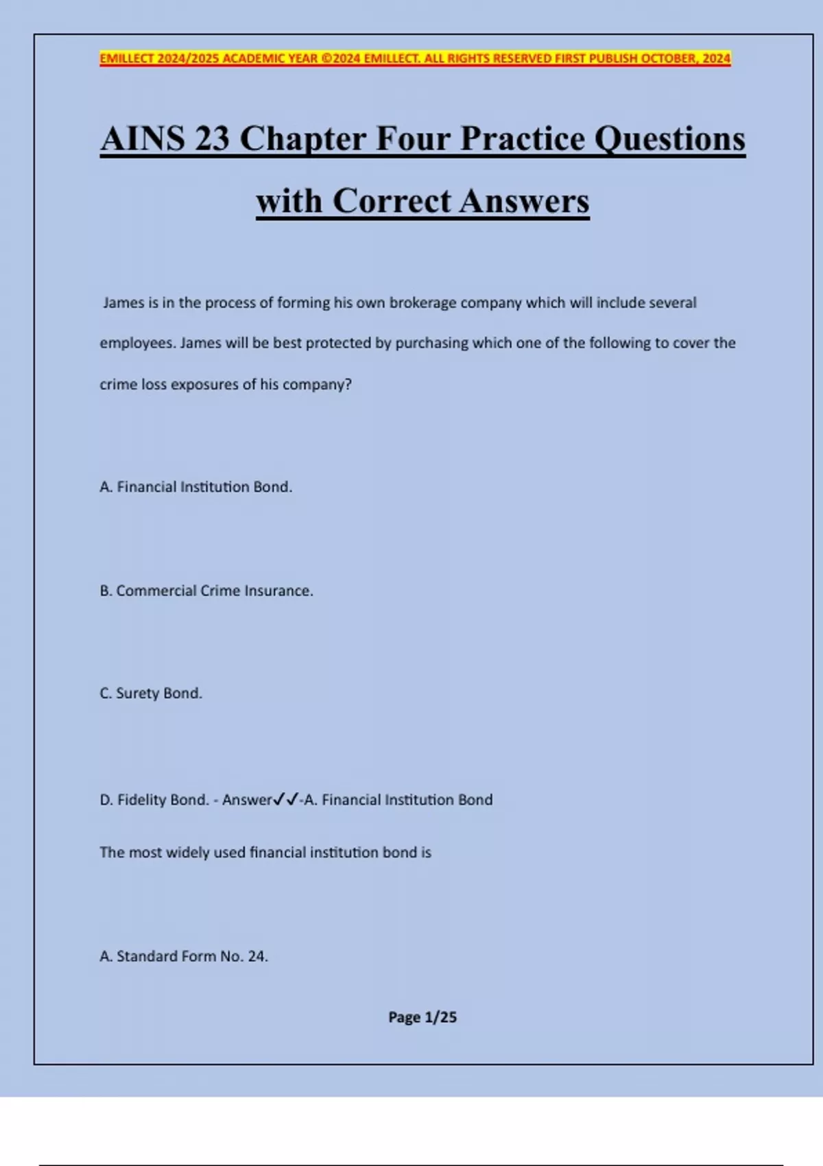 AINS 23 Bundled Exams Questions and Answers | Latest Update | Grades A+ ...