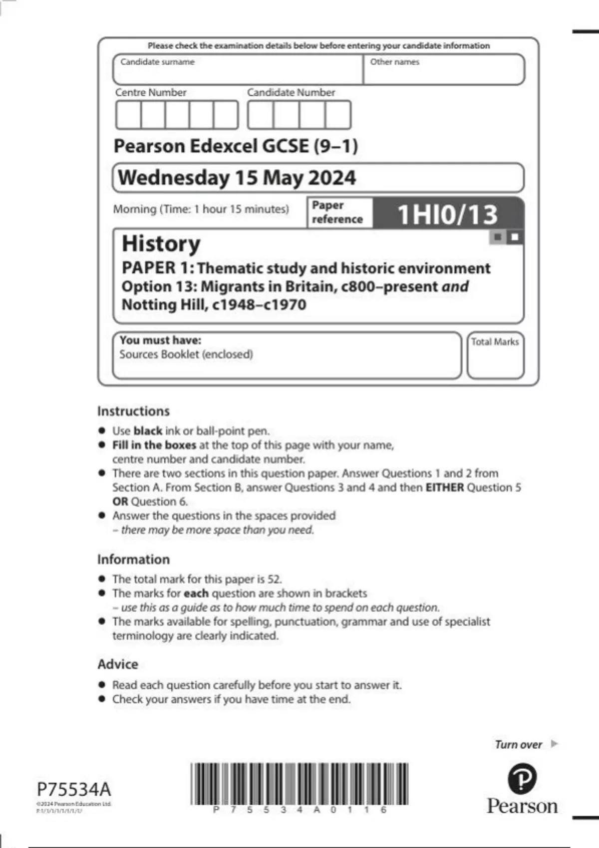 Pearson Edexcel GCSE History PAPER 1: Thematic study and historic ...