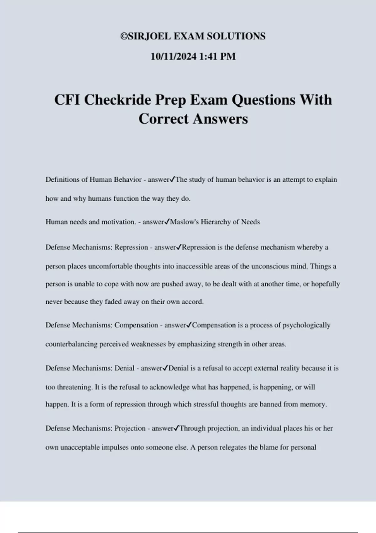CFI Checkride Prep Exam Questions With Correct Answers - CFI Checkride ...