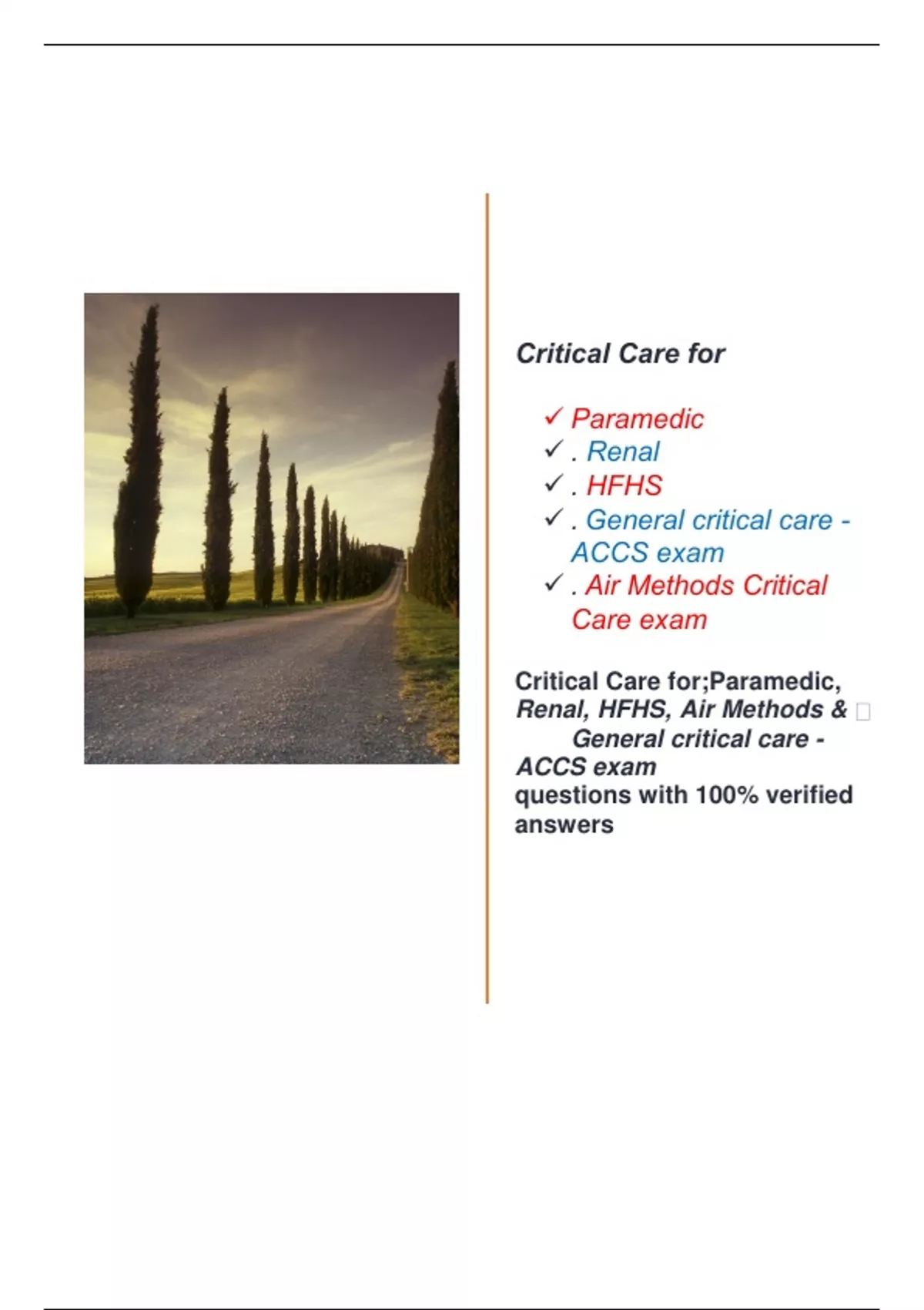 Critical Care for;Paramedic, Renal, HFHS, Air Methods & General ...