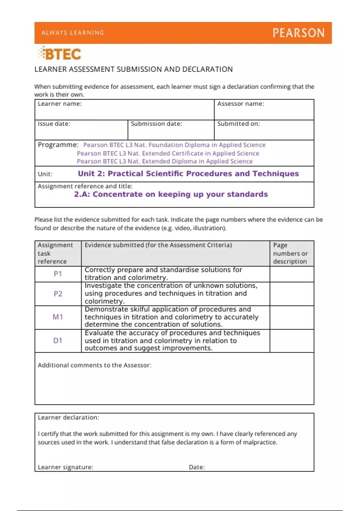 Summary Unit 2A applied science level 3 foundation diploma distinction ...