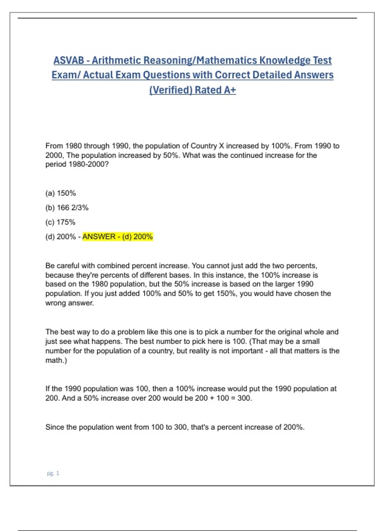 ASVAB - Arithmetic Reasoning/Mathematics Knowledge Test Exam - ASVAB ...