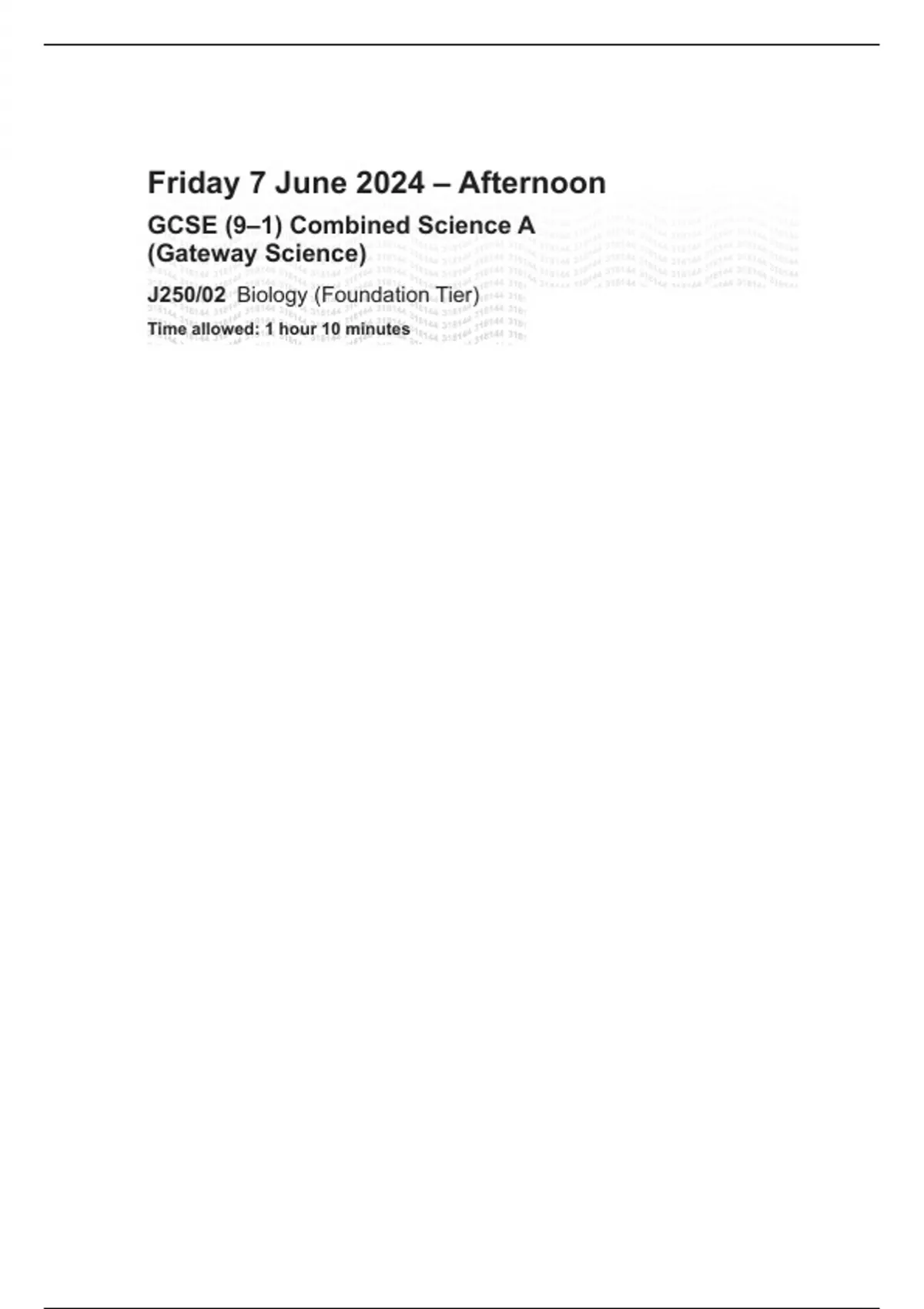 Ocr Merged Question Paper And Mark Scheme Gcse 9 1 Combined Science A Gateway Science J250 02