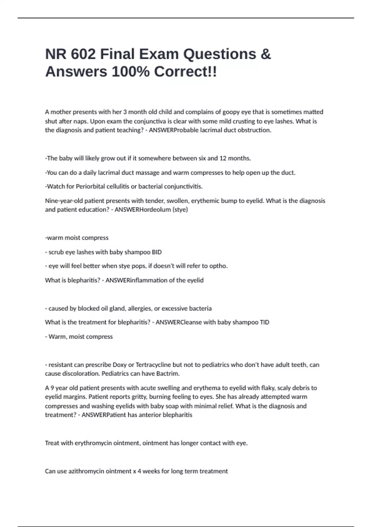 NR 602 Final Exam Questions & Answers 100% Correct!! - NR 602 - Stuvia US