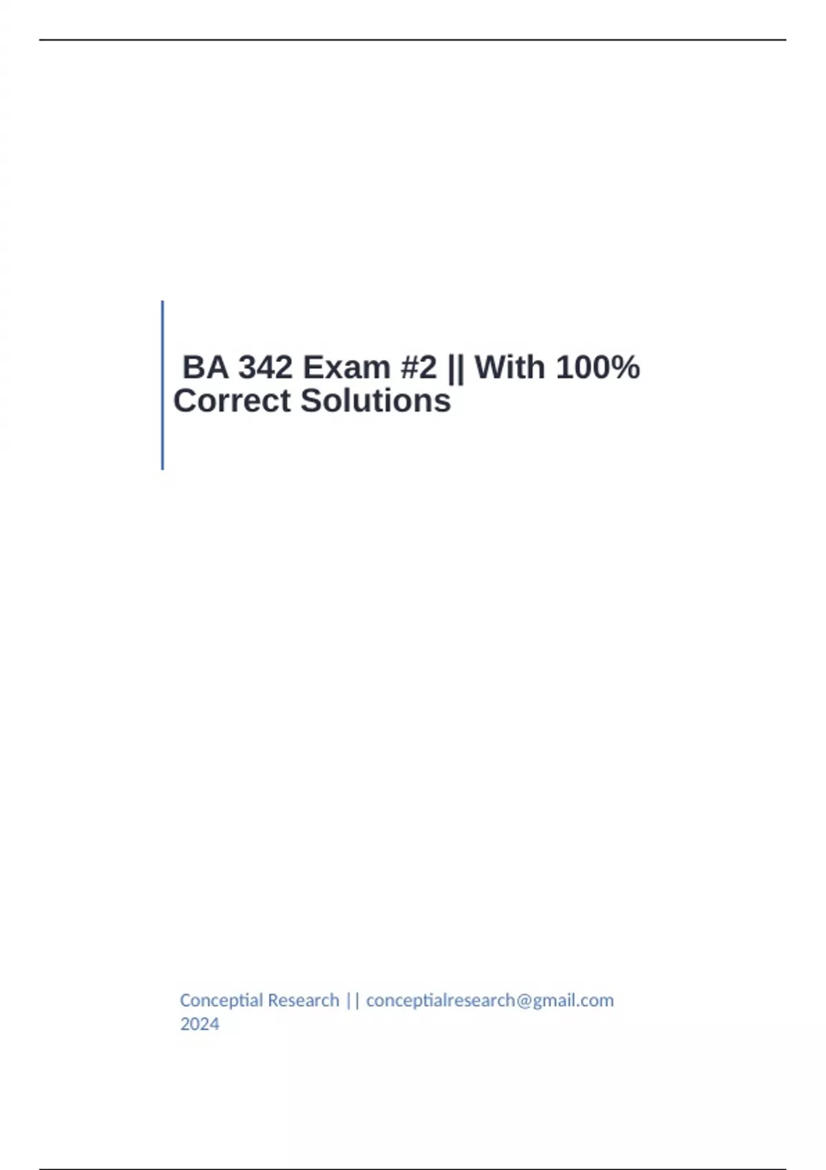 BA 342 Exam #2 || With 100% Correct Solutions - BA 342 - Stuvia US