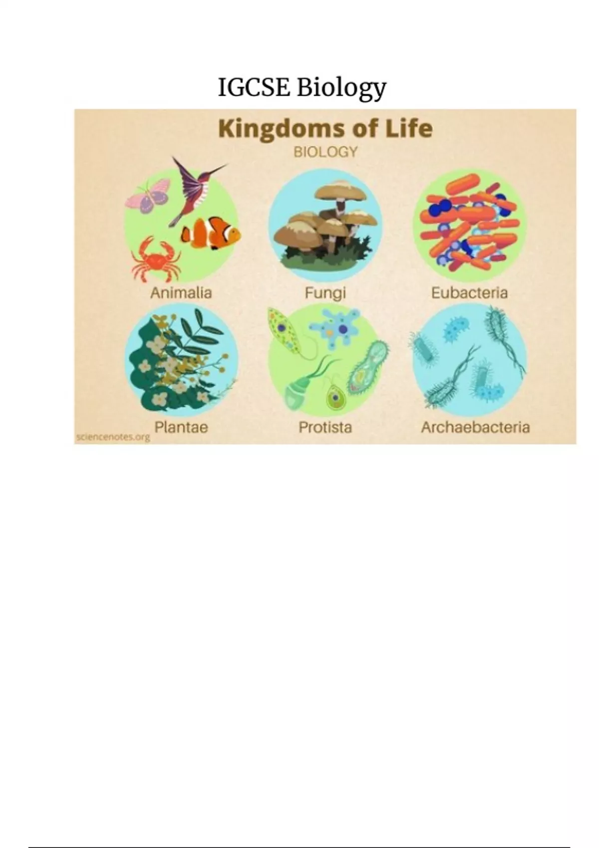 IGCSE Biology Kingdoms notes - IGCSE Biology - Stuvia US