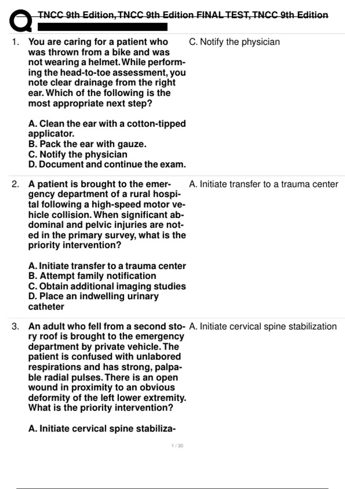 TNCC 9th Edition, TNCC 9th Edition FINAL TEST TNCC 10TH EDITION ...