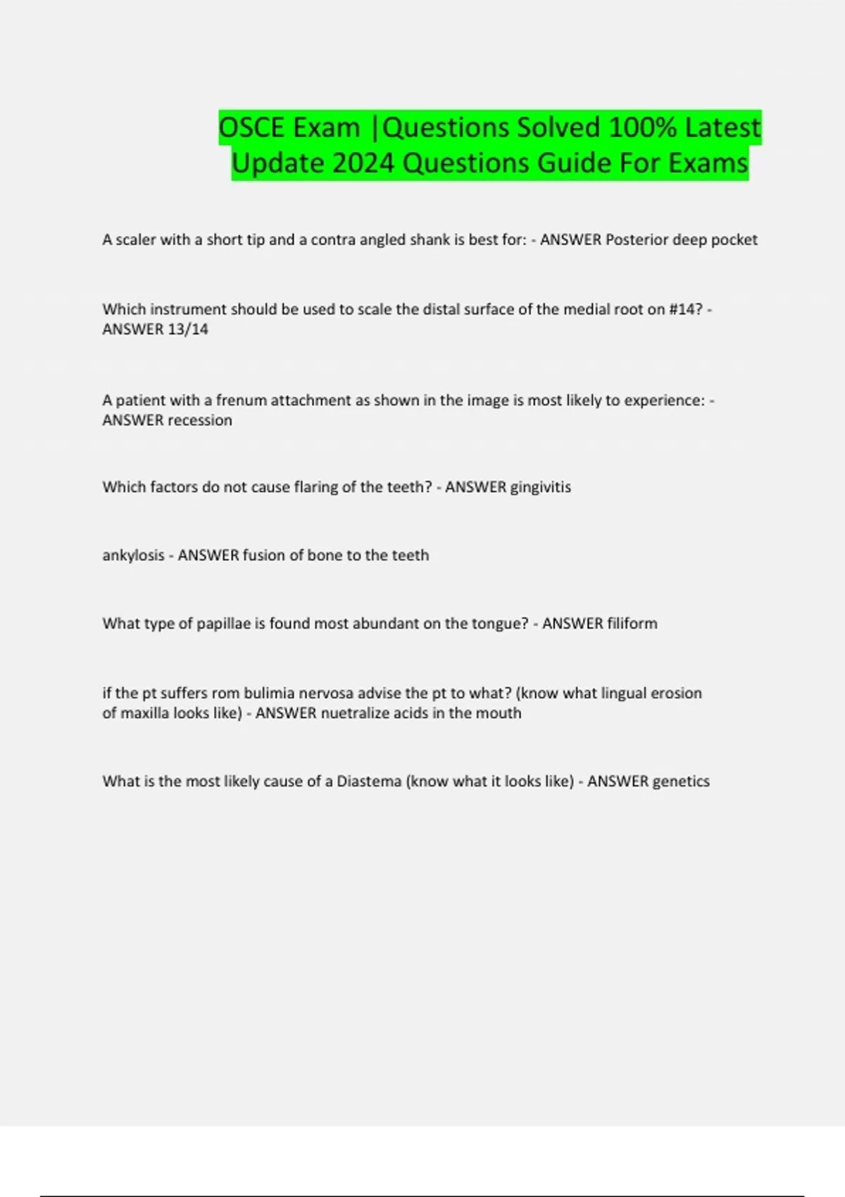 OSCE Exam |Questions Solved 100% Latest Update 2024 Questions Guide For ...