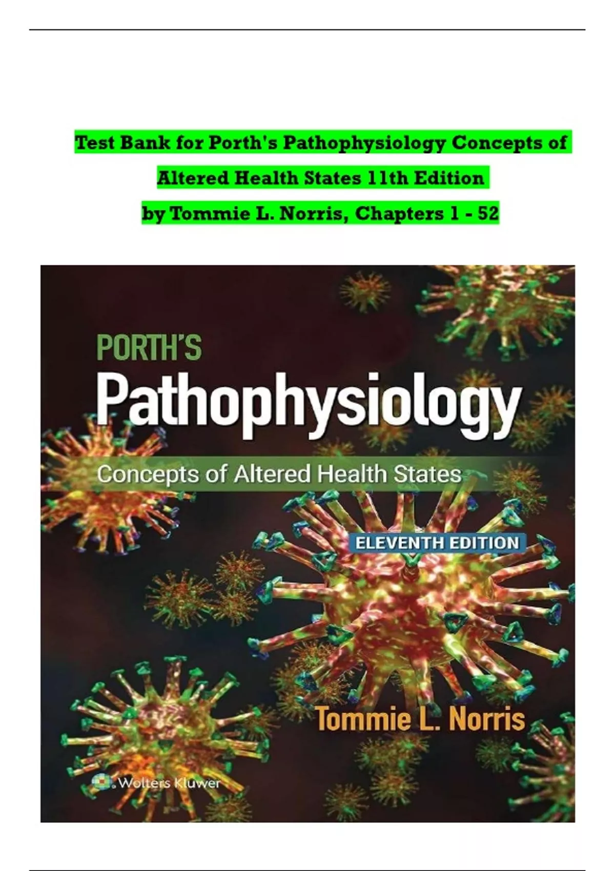 TEST BANK For Porth's Pathophysiology Concepts of Altered Health States ...