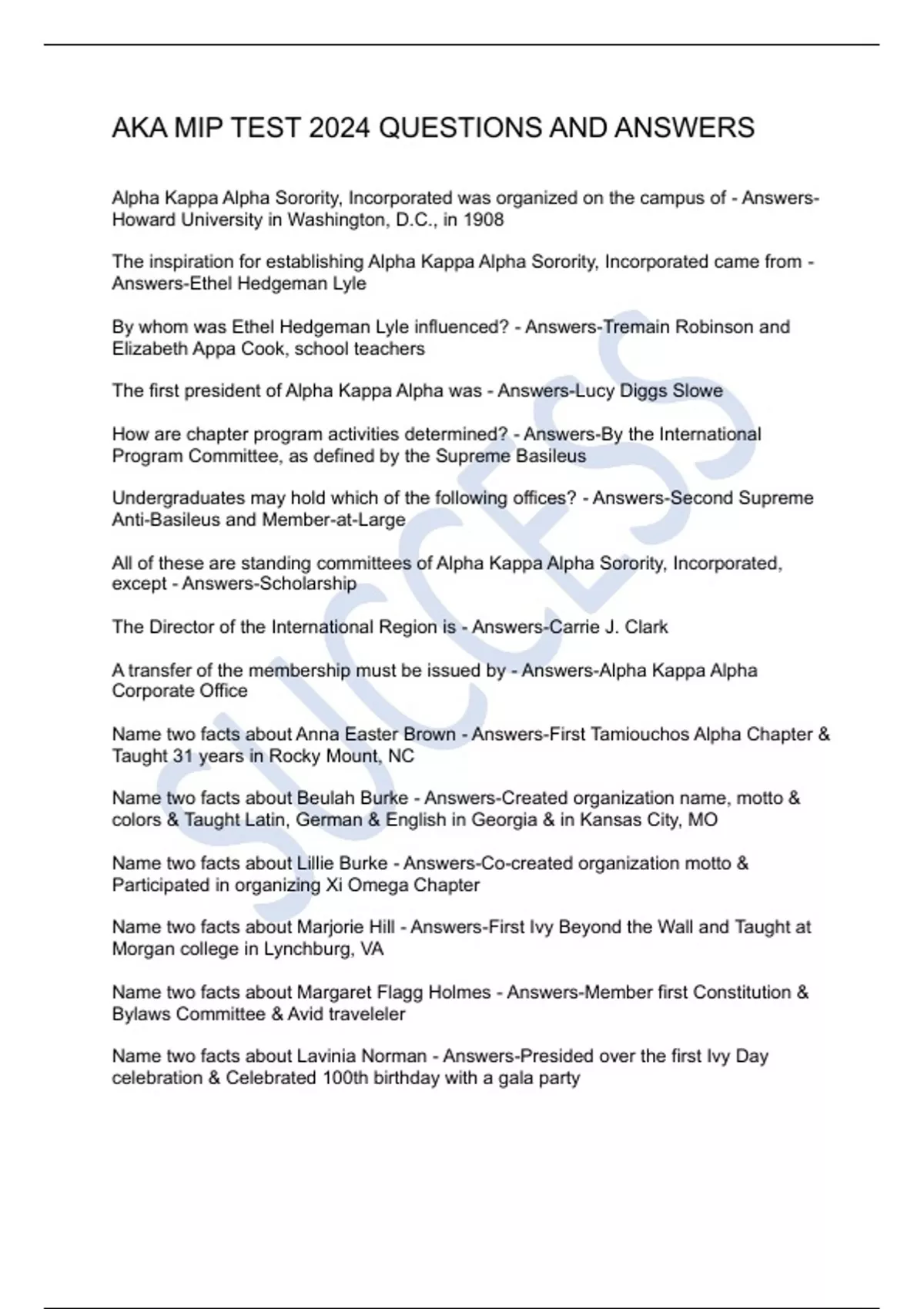 AKA MIP TEST 2024 QUESTIONS AND ANSWERS - OFFICIAL AKA MIP - Stuvia US