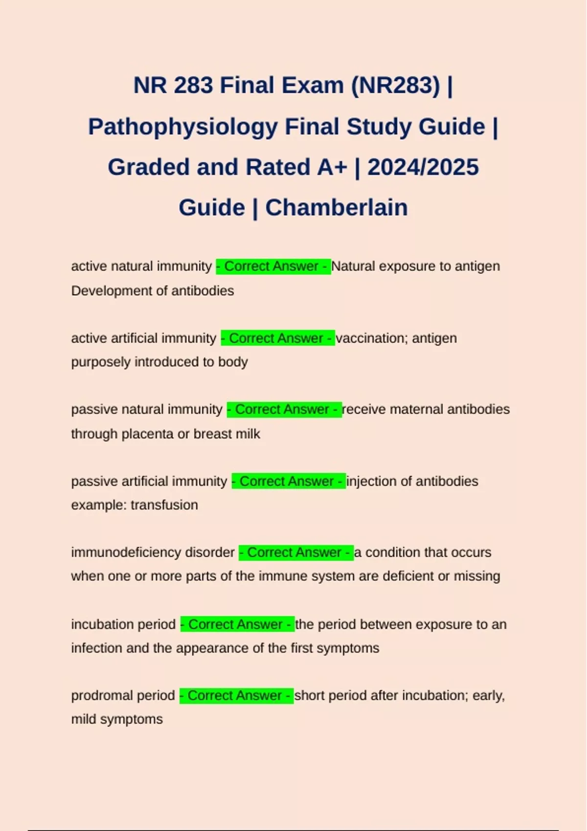 NR 283 Final Exam (NR283) | Pathophysiology Final Study Guide | Graded ...