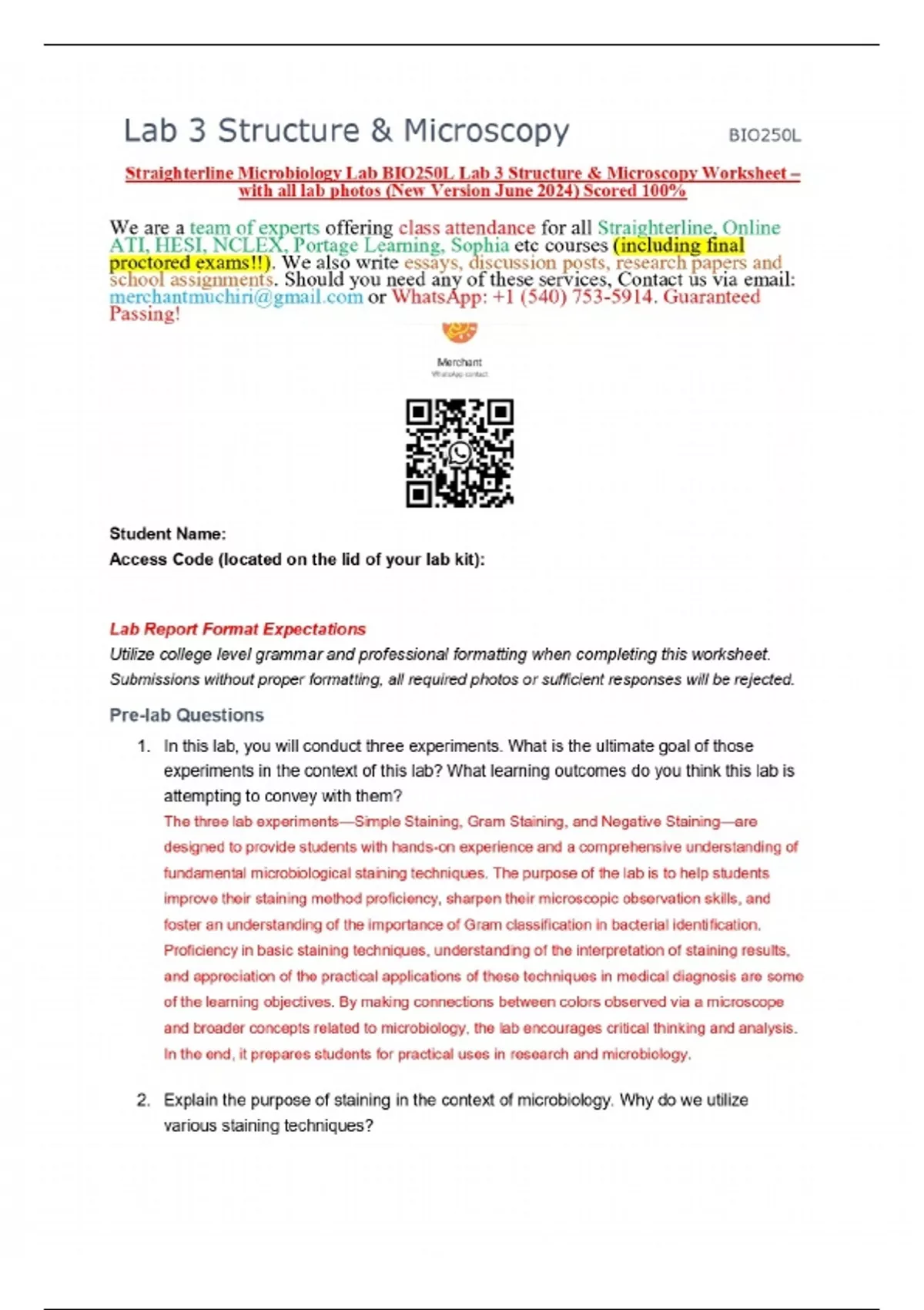 Straighterline Microbiology Lab BIO250L Lab 4 Selective Media & Agar ...