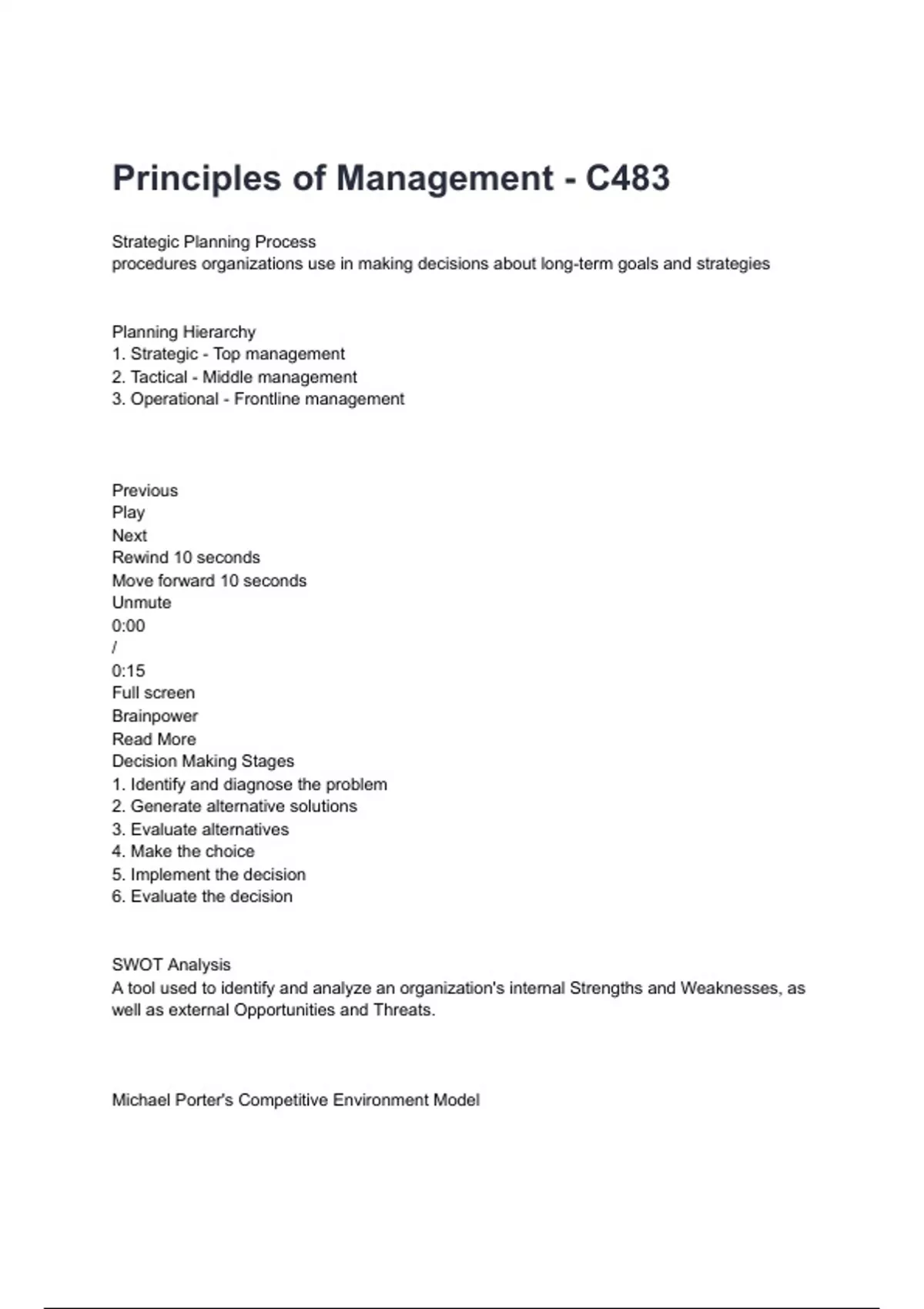 Principles of Management - C483 Exam Questions with correct Answers ...