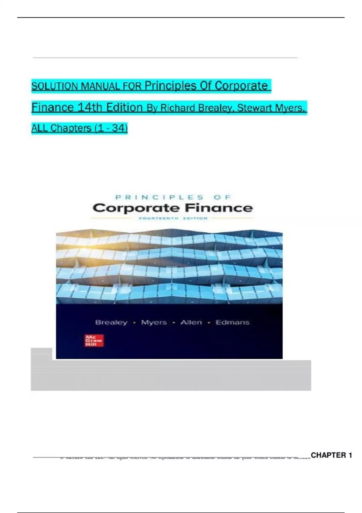 Solution Manual for Principles of Corporate Finance 14th Edition by ...