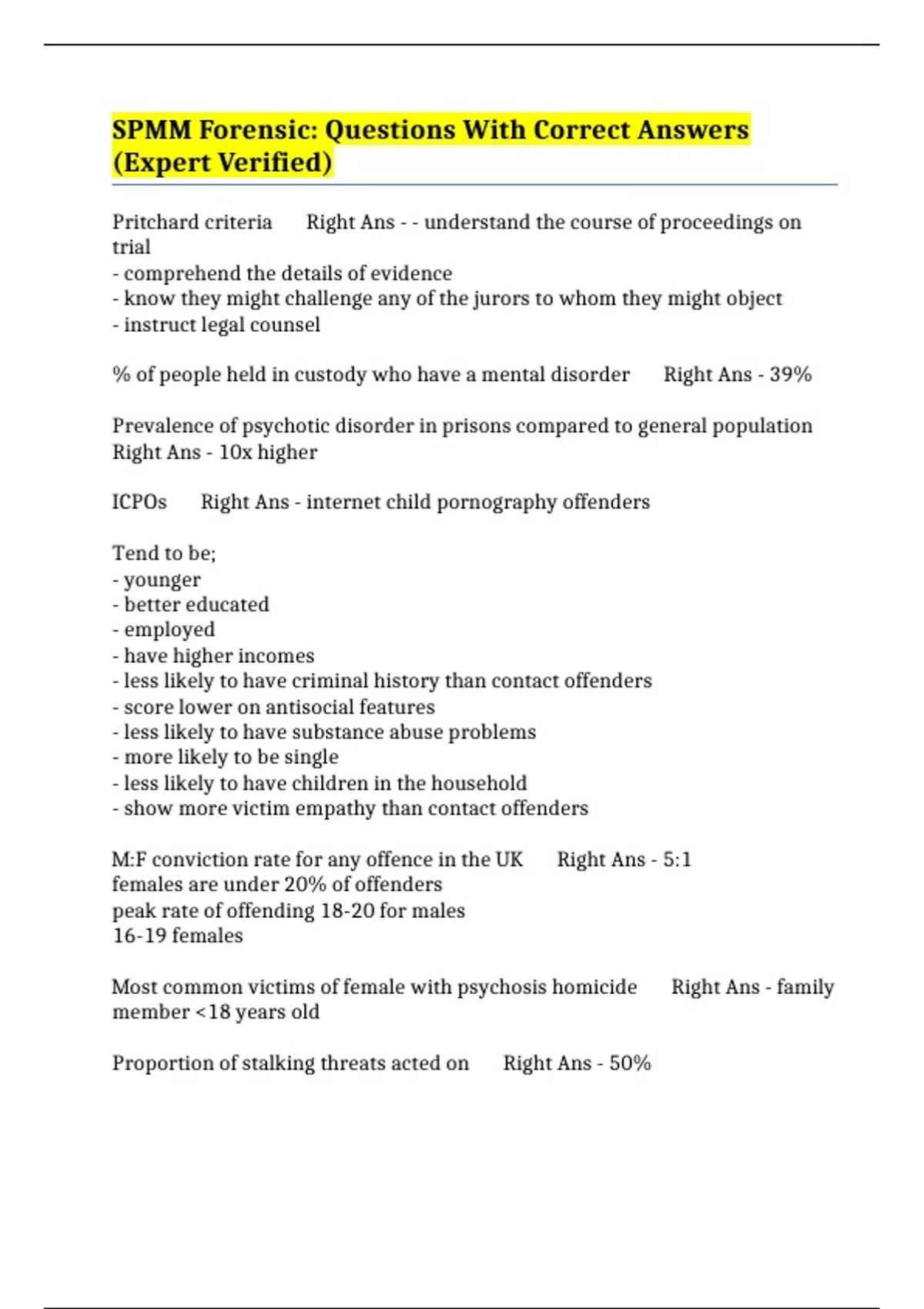 SPMM Forensic: Questions With Correct Answers (Expert Verified) - SPMM ...