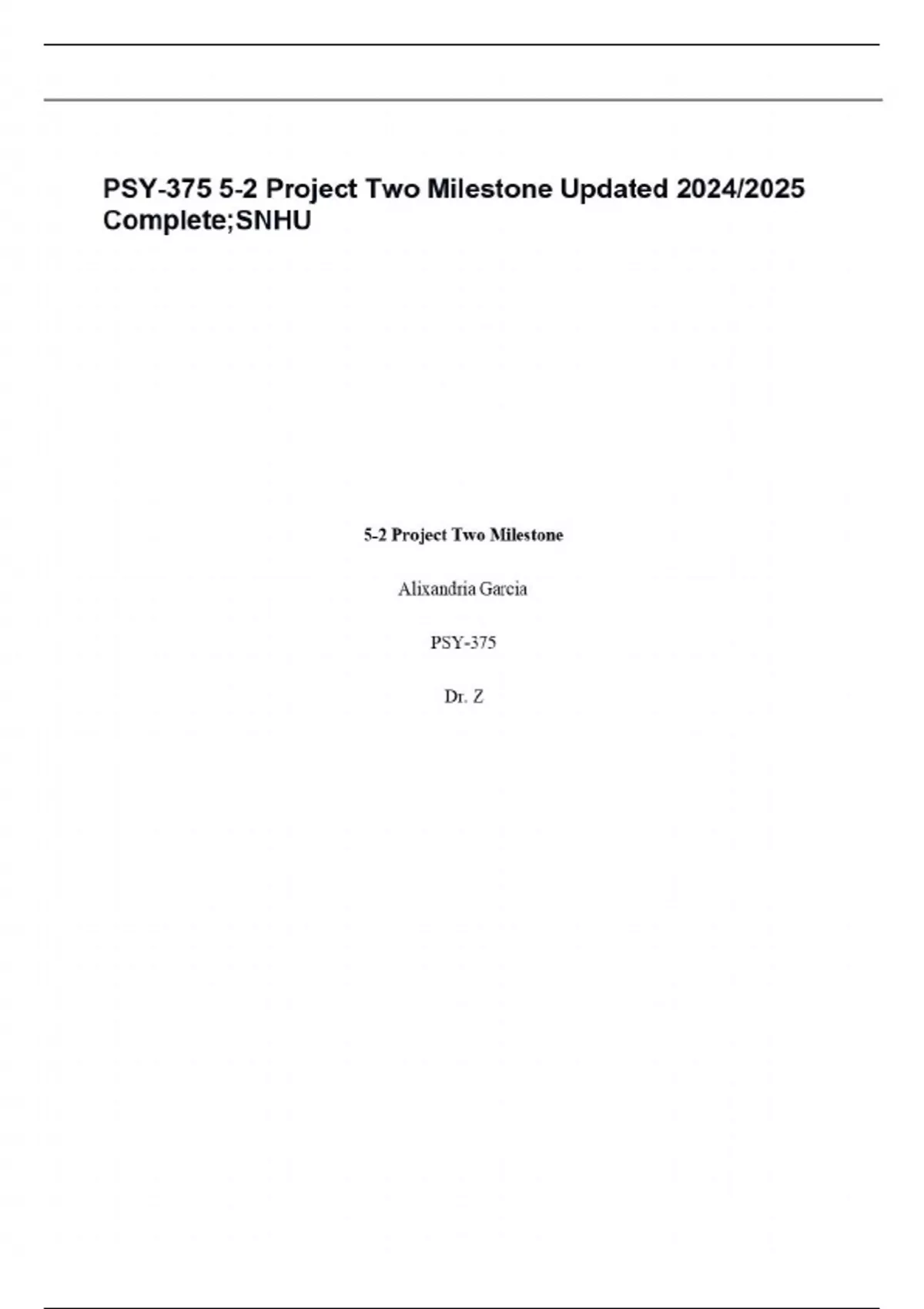 PSY-375 5-2 Project Two Milestone Updated 2024/2025 Complete;SNHU - PSY ...
