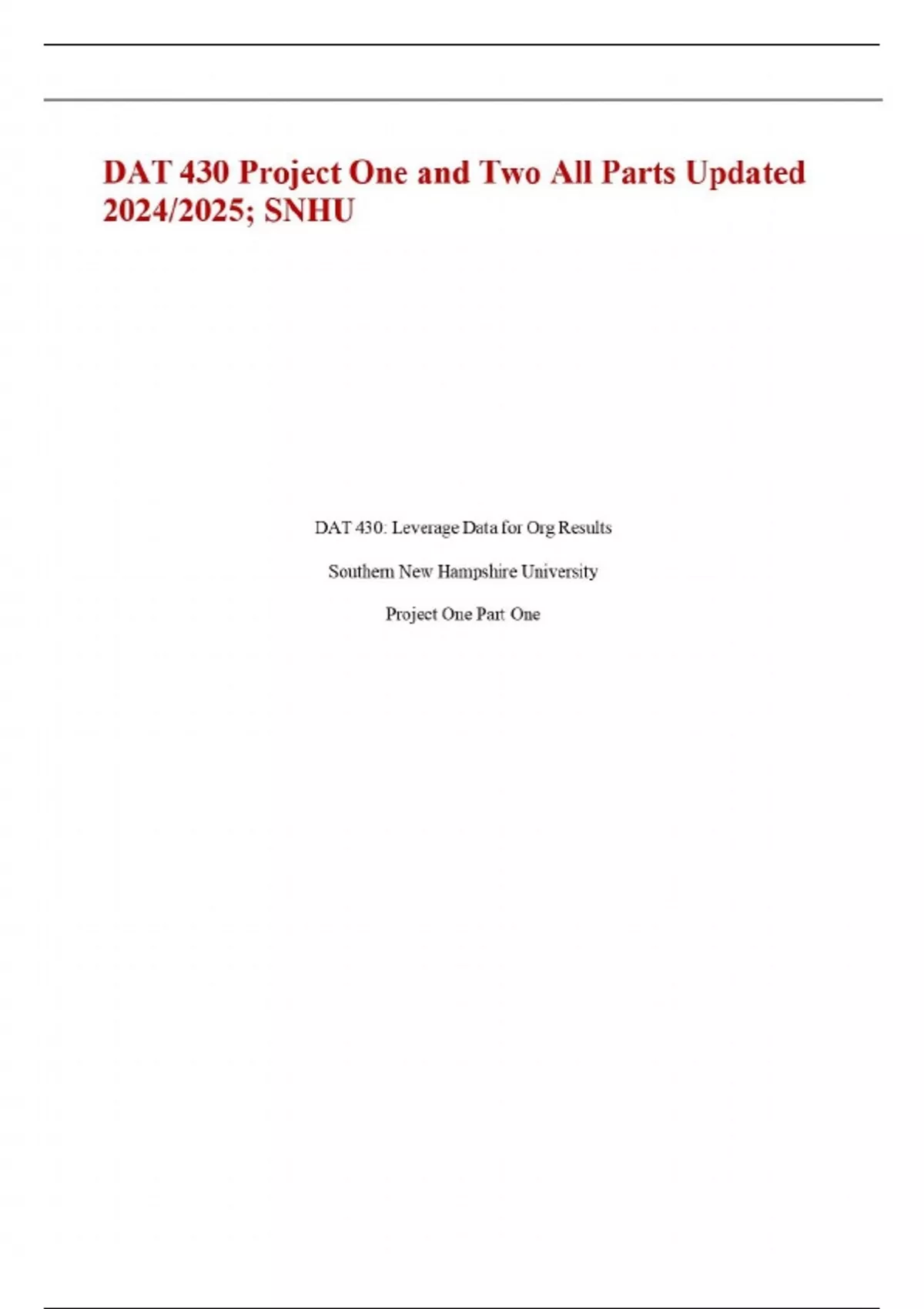 DAT 430 Project 1: Part one and Part two | 2025 New Update with ...