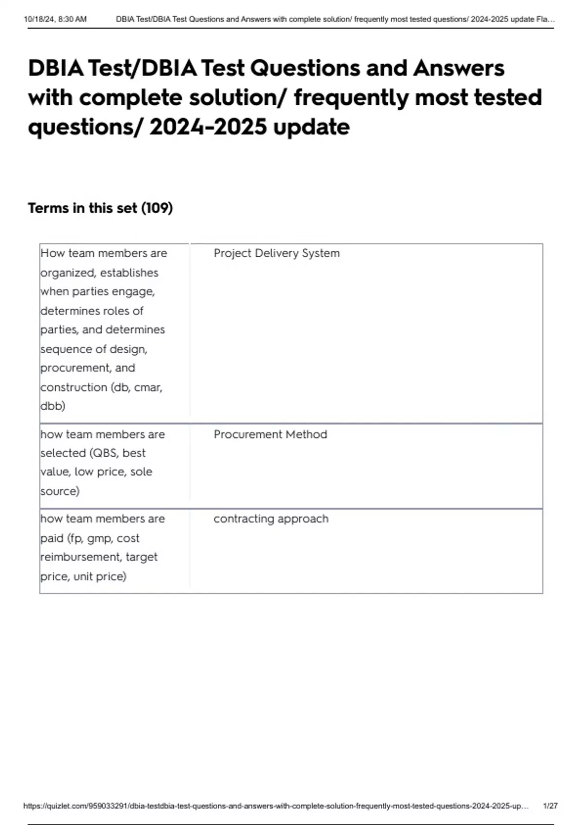DBIA Test/DBIA Test Questions and Answers with complete solution ...